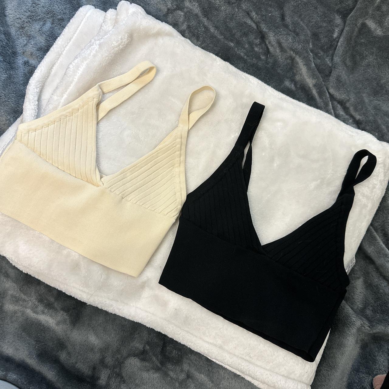 Zara crop top bundle both size small, black & cream... - Depop