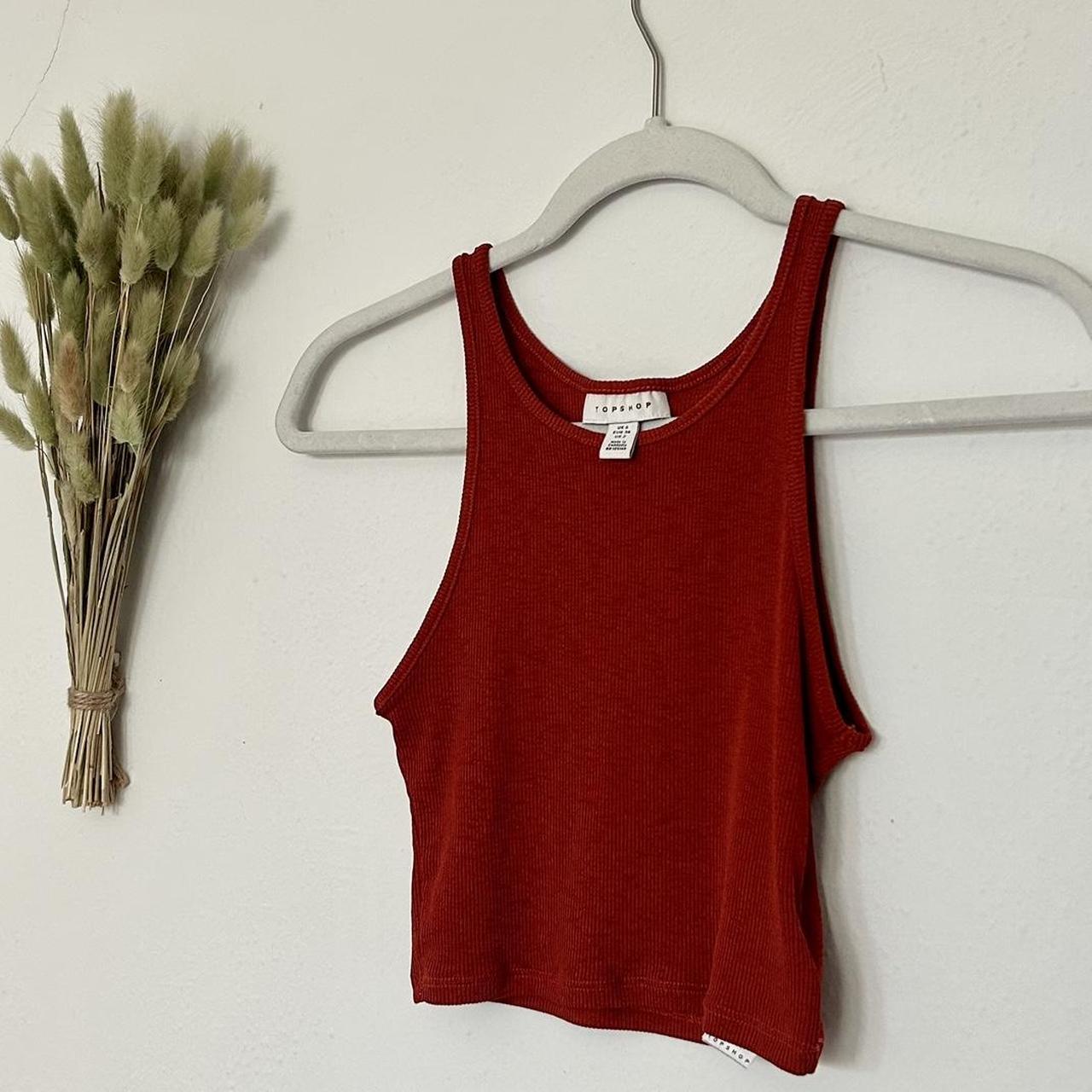 red slinky crop top super cute and slinky material,... - Depop