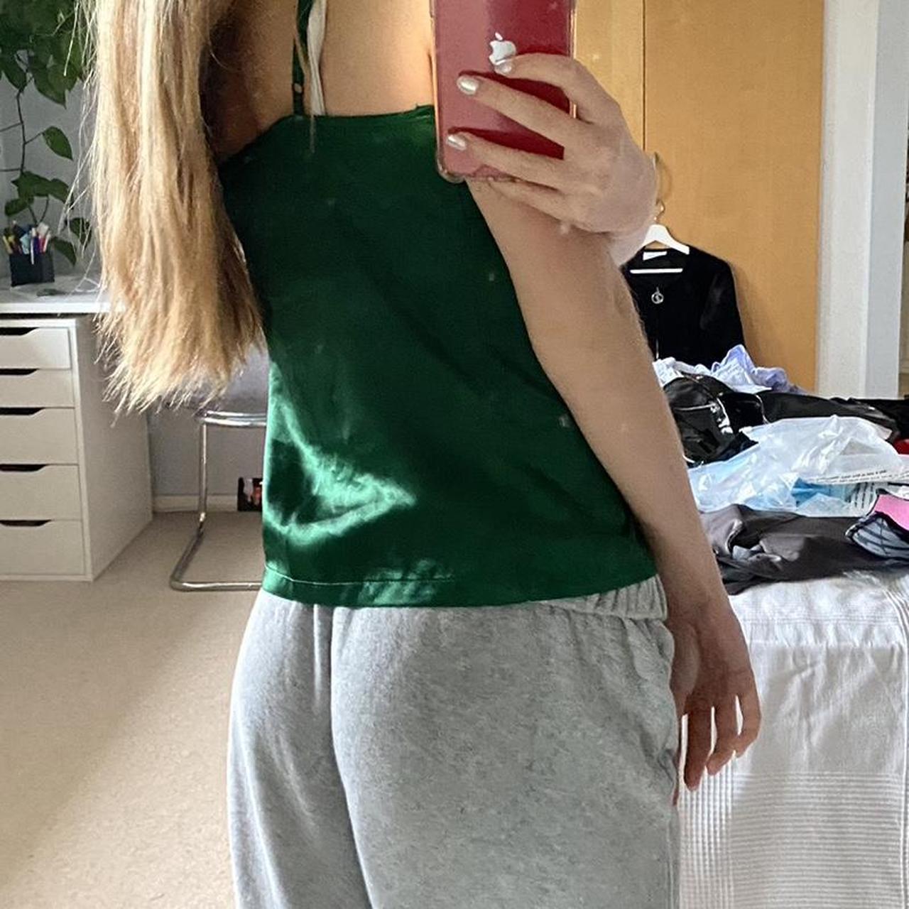 minka dink green tie front cami top so flattering... - Depop