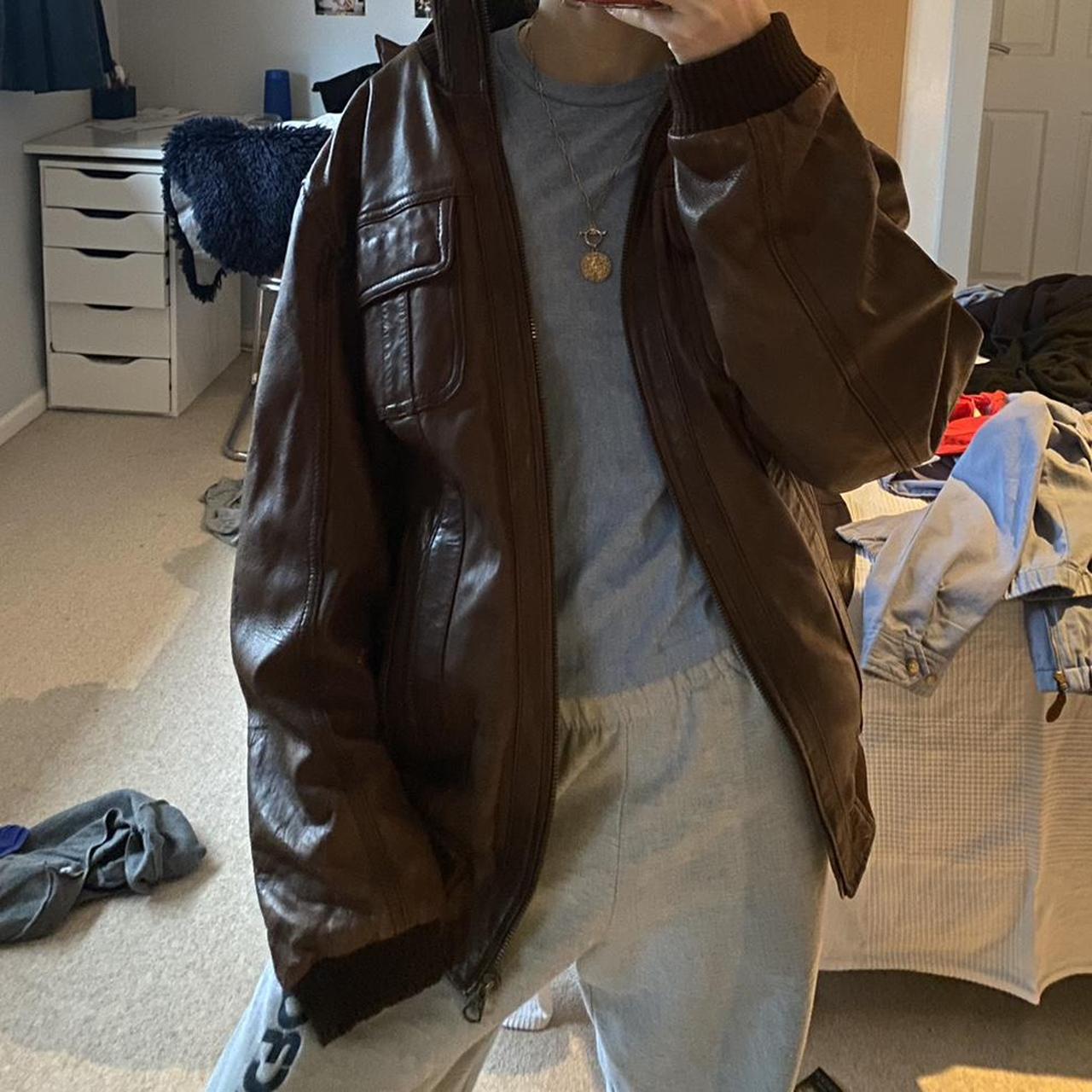 INSANE vintage john rocha brown leather jacket size... - Depop