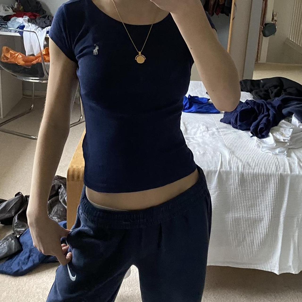 navy ralph lauren baby tee⭐️ kids size seen on xs... - Depop