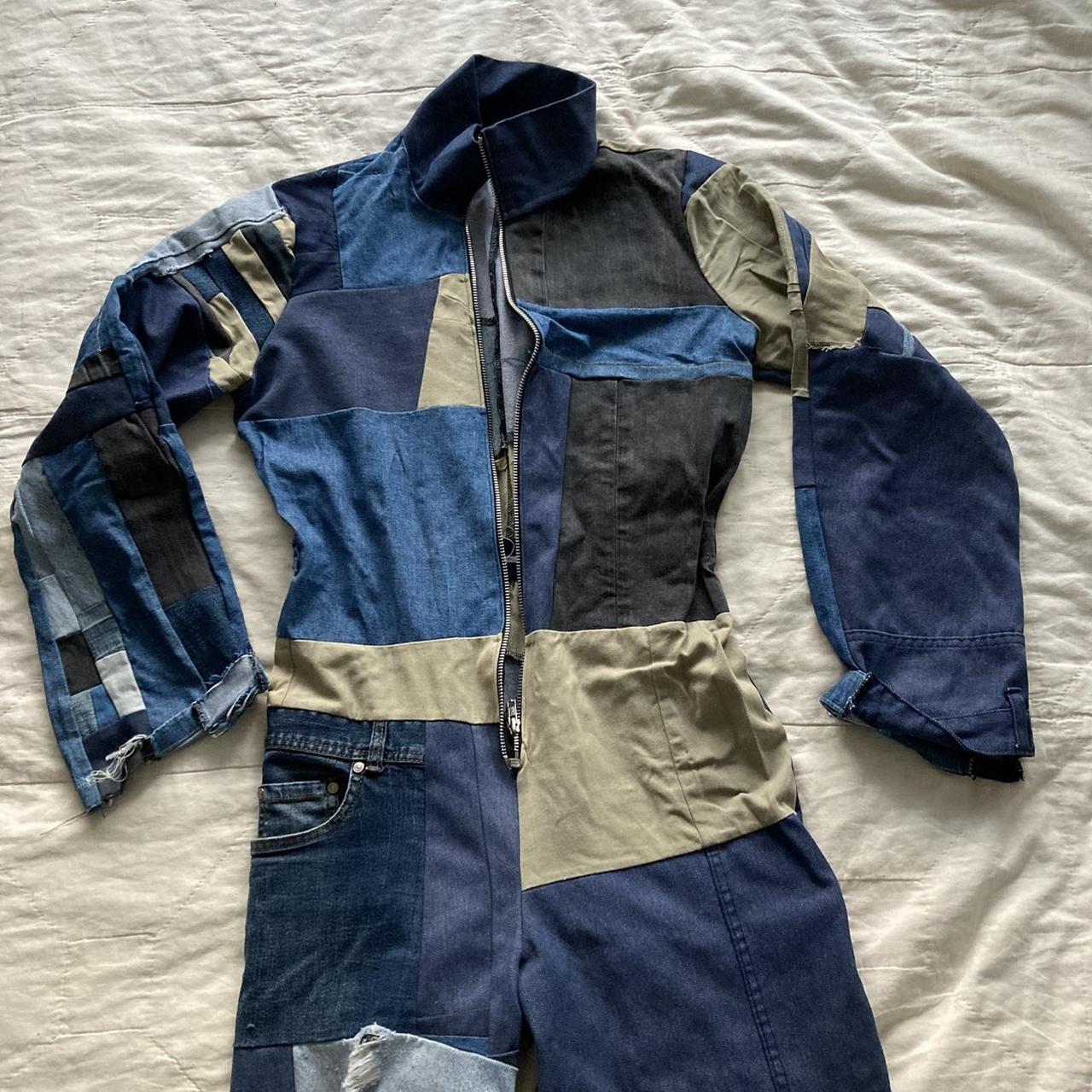 Hamdmade patchwork denim overalls. Some rips and... - Depop