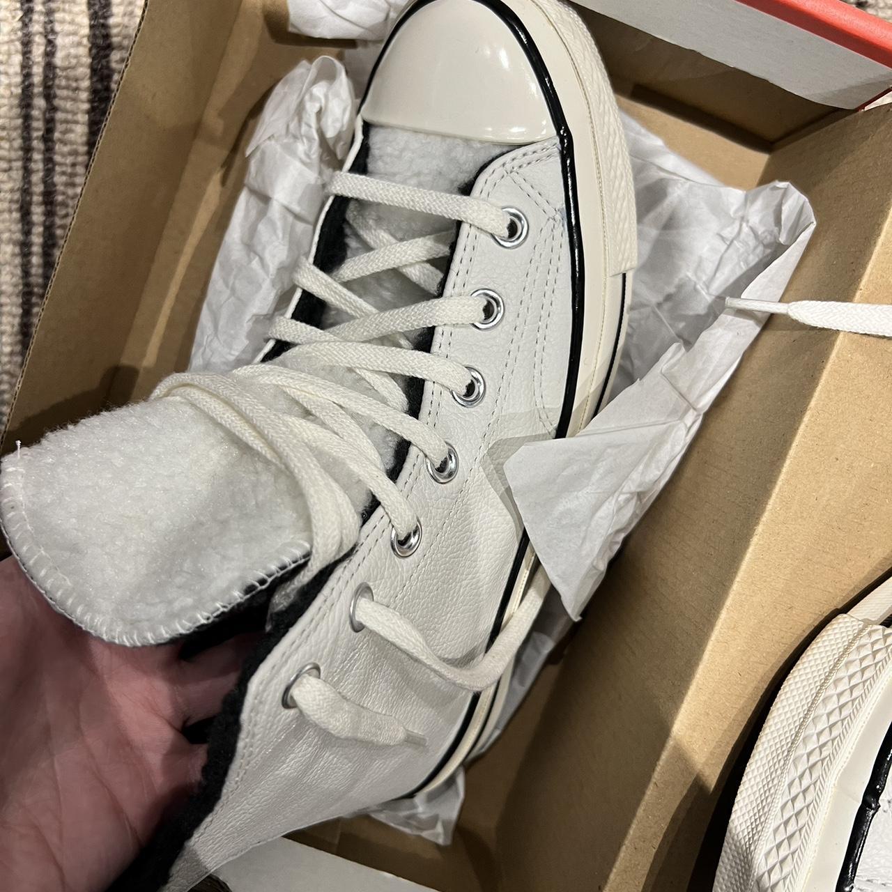 White Fluffy Converse High Bought wrong... - Depop