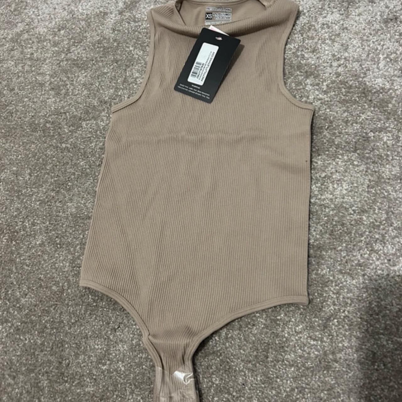 plt beige ribbed bodysuit brand new never been worn - Depop