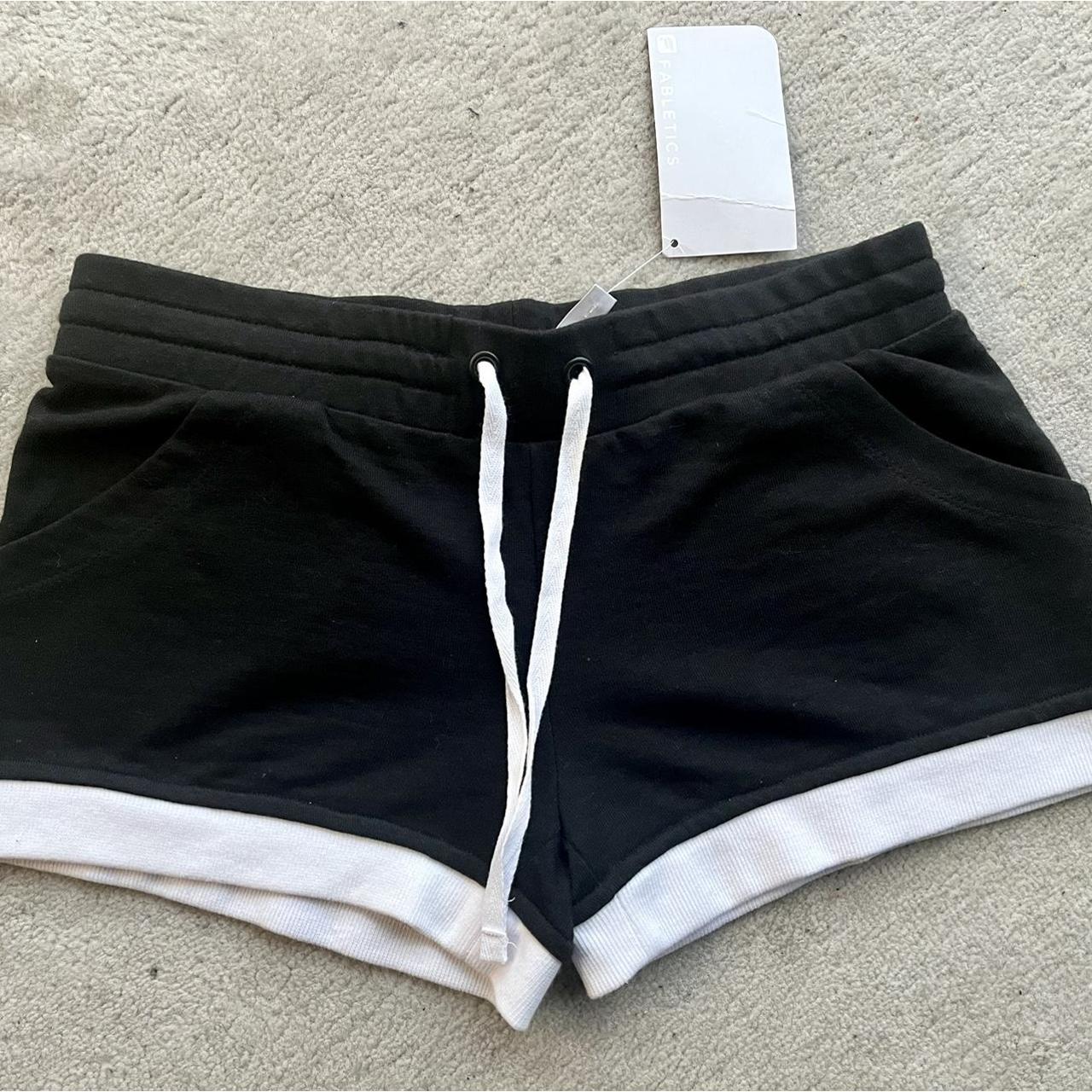 Fabletics black and white cotton summer shorts Tie... - Depop