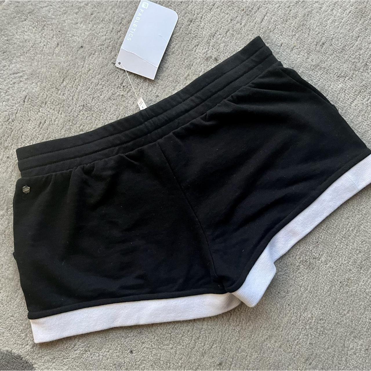 Fabletics black and white cotton summer shorts Tie... - Depop