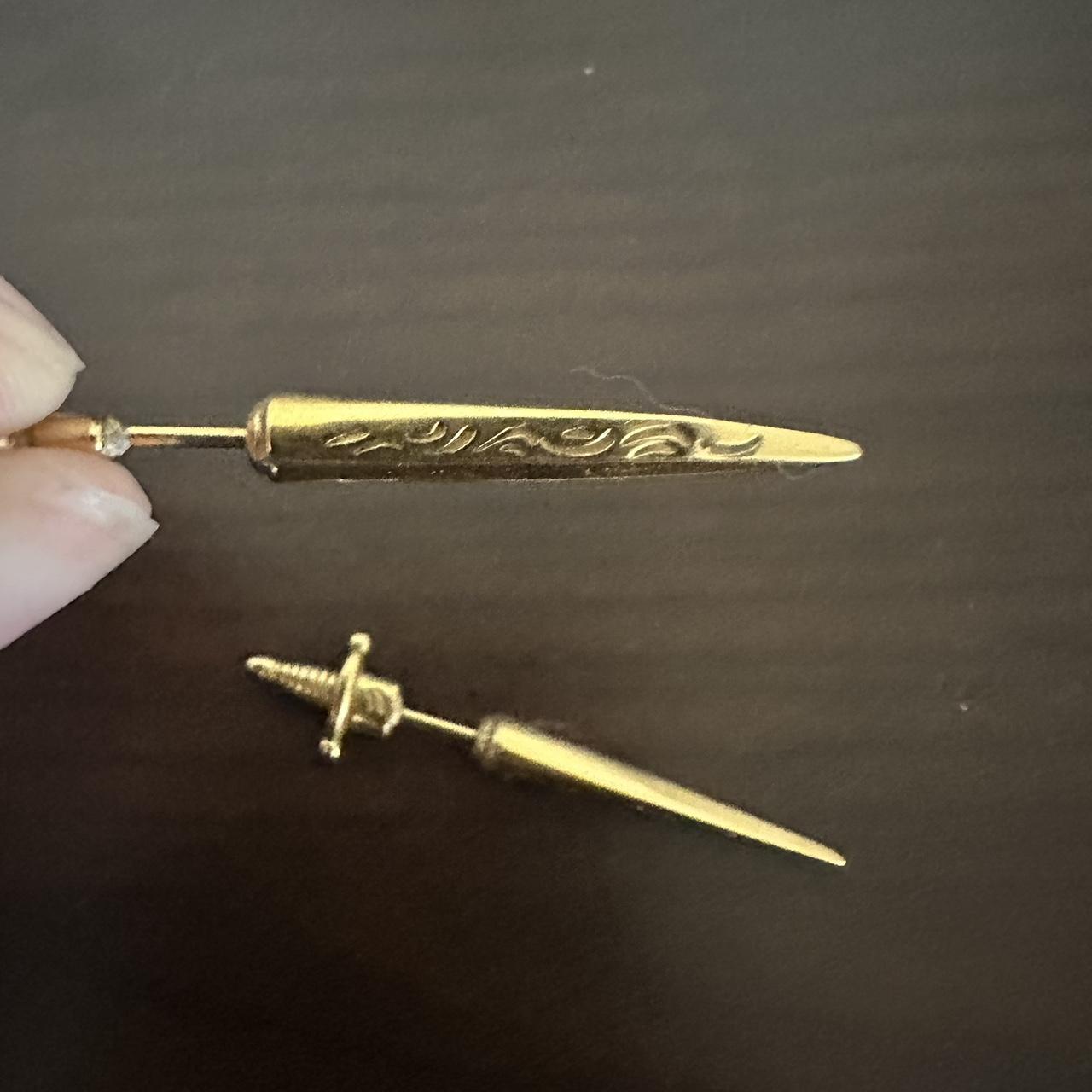 Gold 316 Stainless Steel Sword Earrings Swords... - Depop