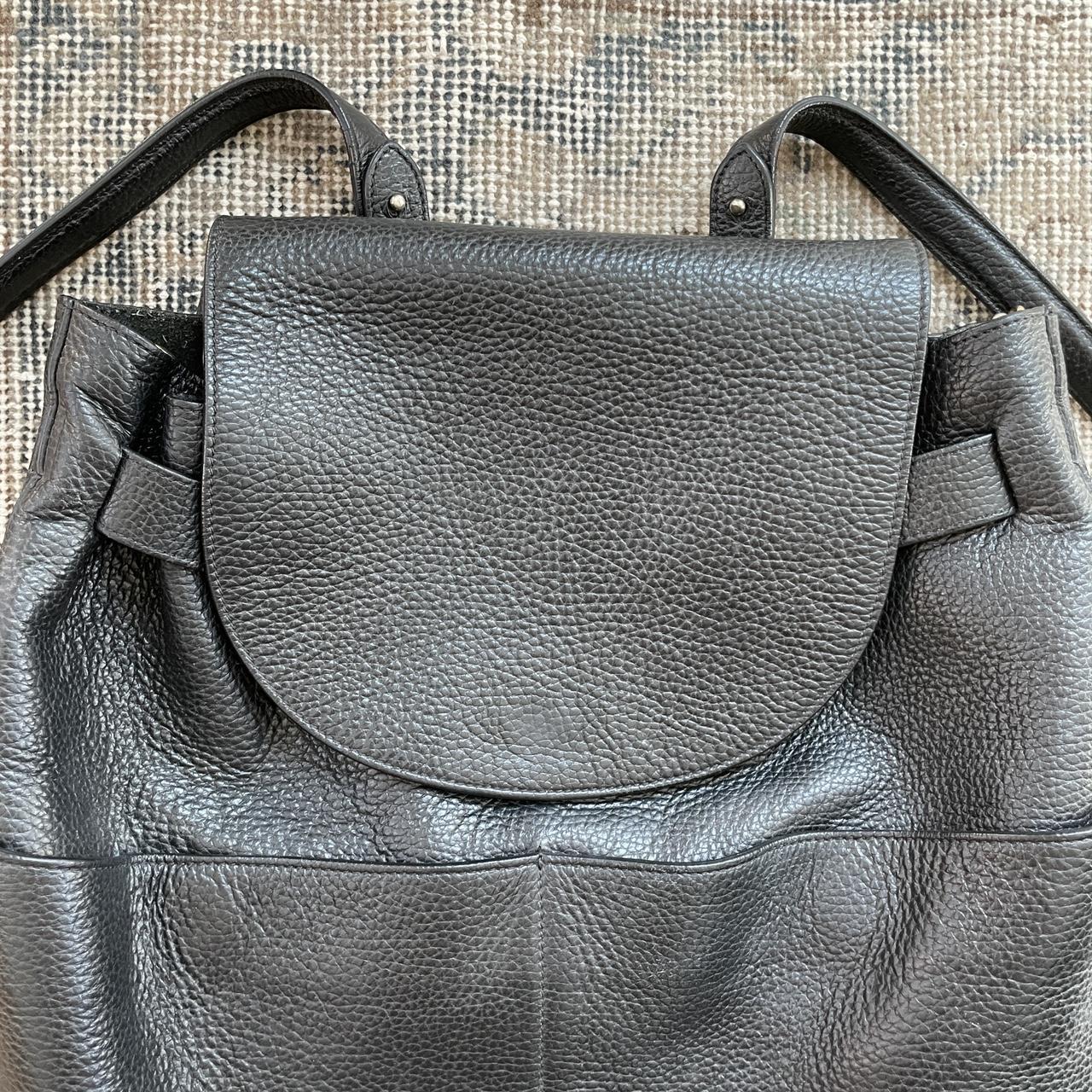 Cuyana leather backpack in black pebbled leather.... - Depop