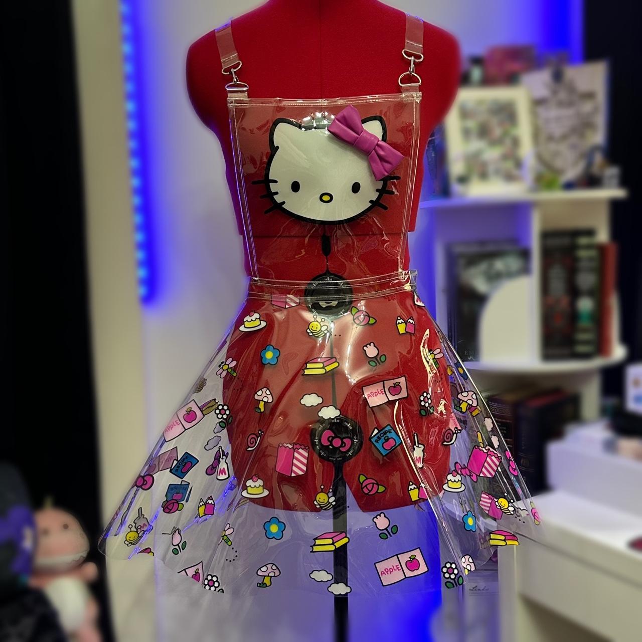 clear pvc hello kitty pinafore dress ★ never worn,... | Depop