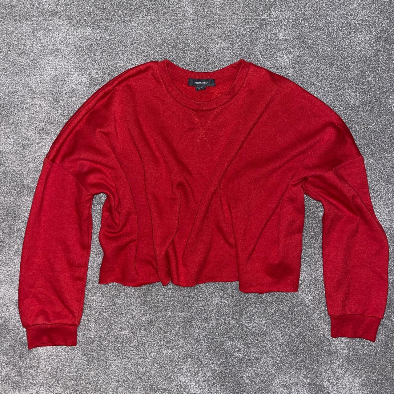 Primark red cropped jumper Perfect condition, hand... - Depop