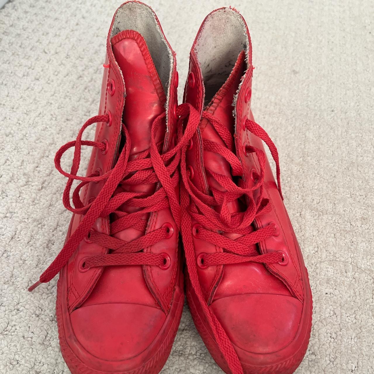 Triple Red Rubber Converse Chuck Taylor Hi top size... - Depop