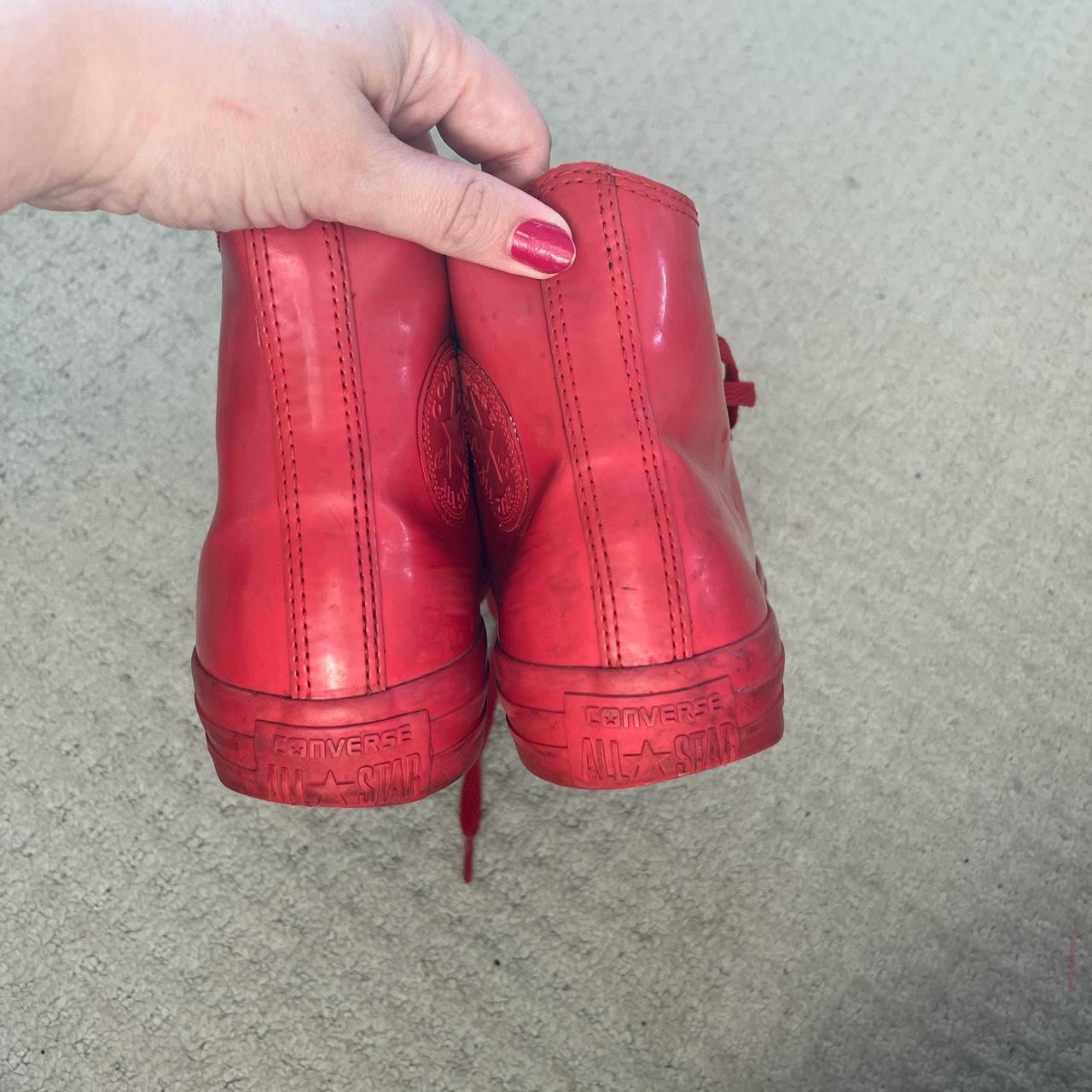 Triple Red Rubber Converse Chuck Taylor Hi top size... - Depop