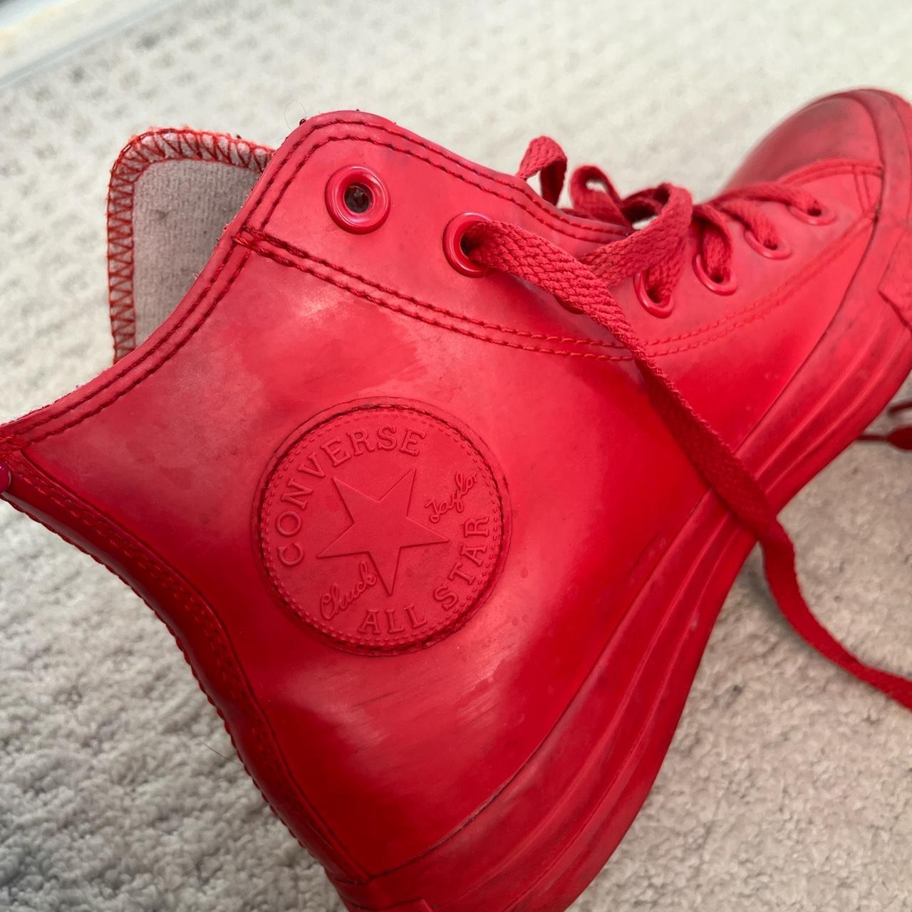 Triple Red Rubber Converse Chuck Taylor Hi top size... - Depop