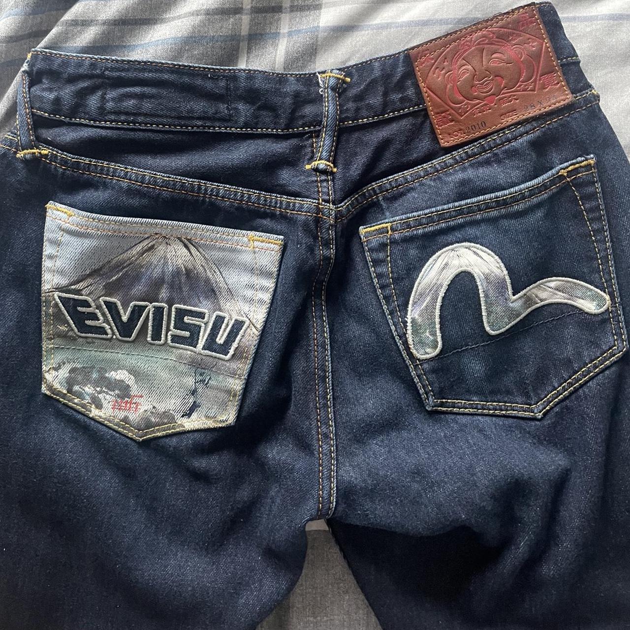 evisu jeans size 28 waist, 34 length open to... - Depop