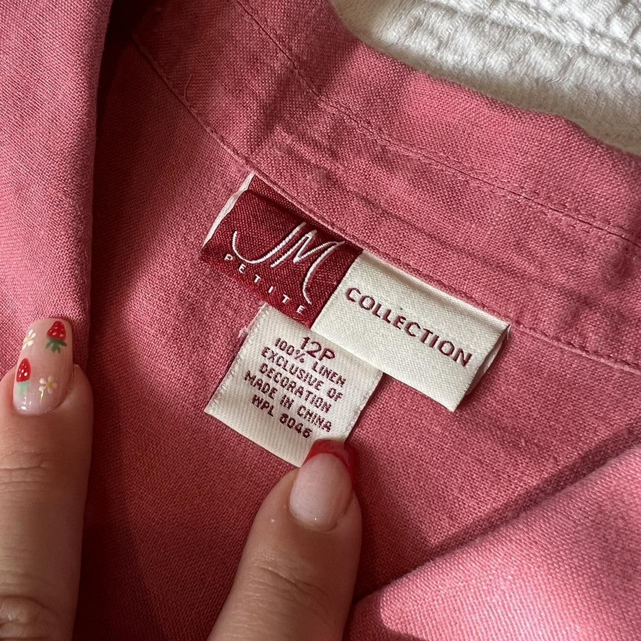 JM collection petite button down shirt pink linen.... - Depop