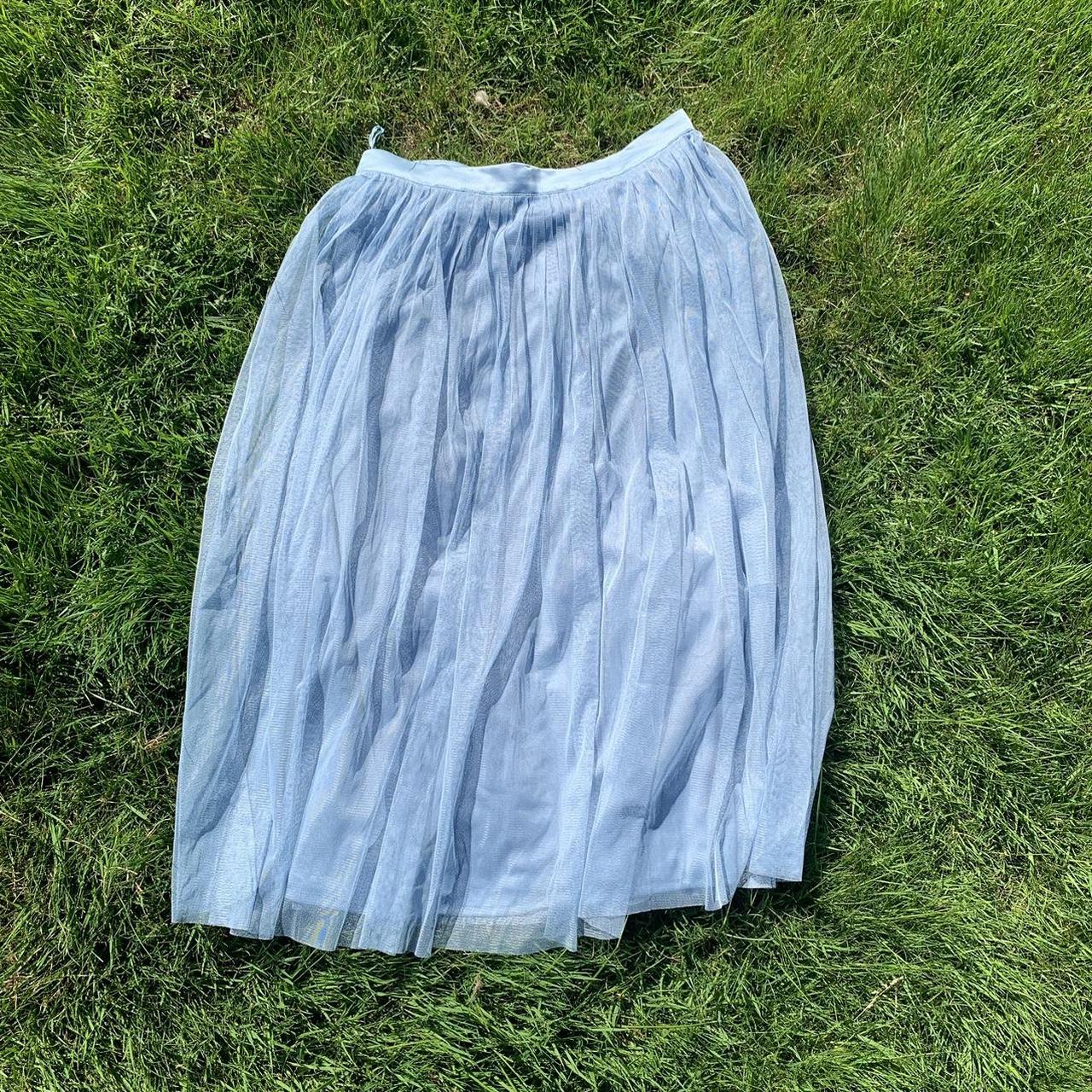 Fairycore mermaid coquette baby blue pleated midi... - Depop