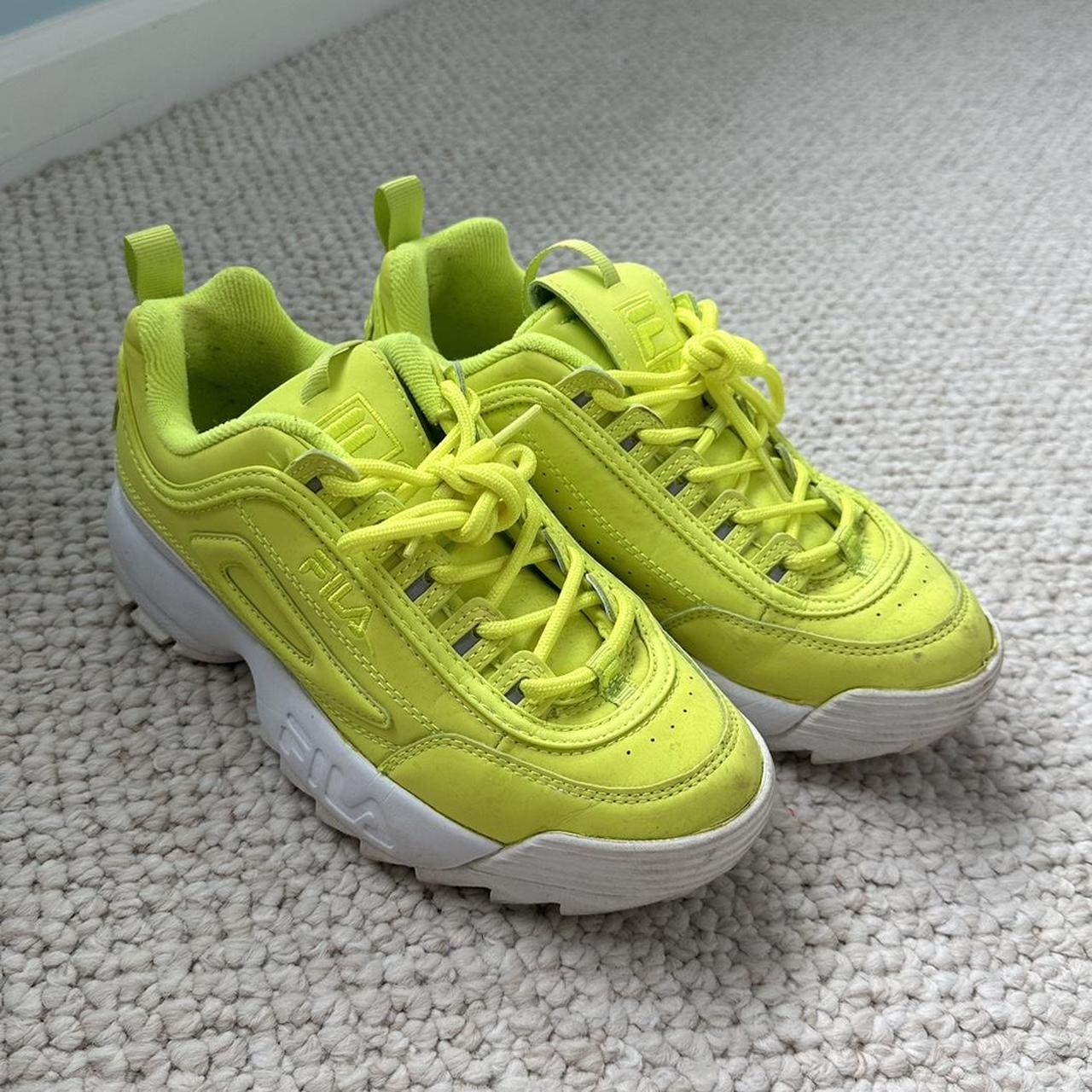 Neon yellow fila sneakers - Depop