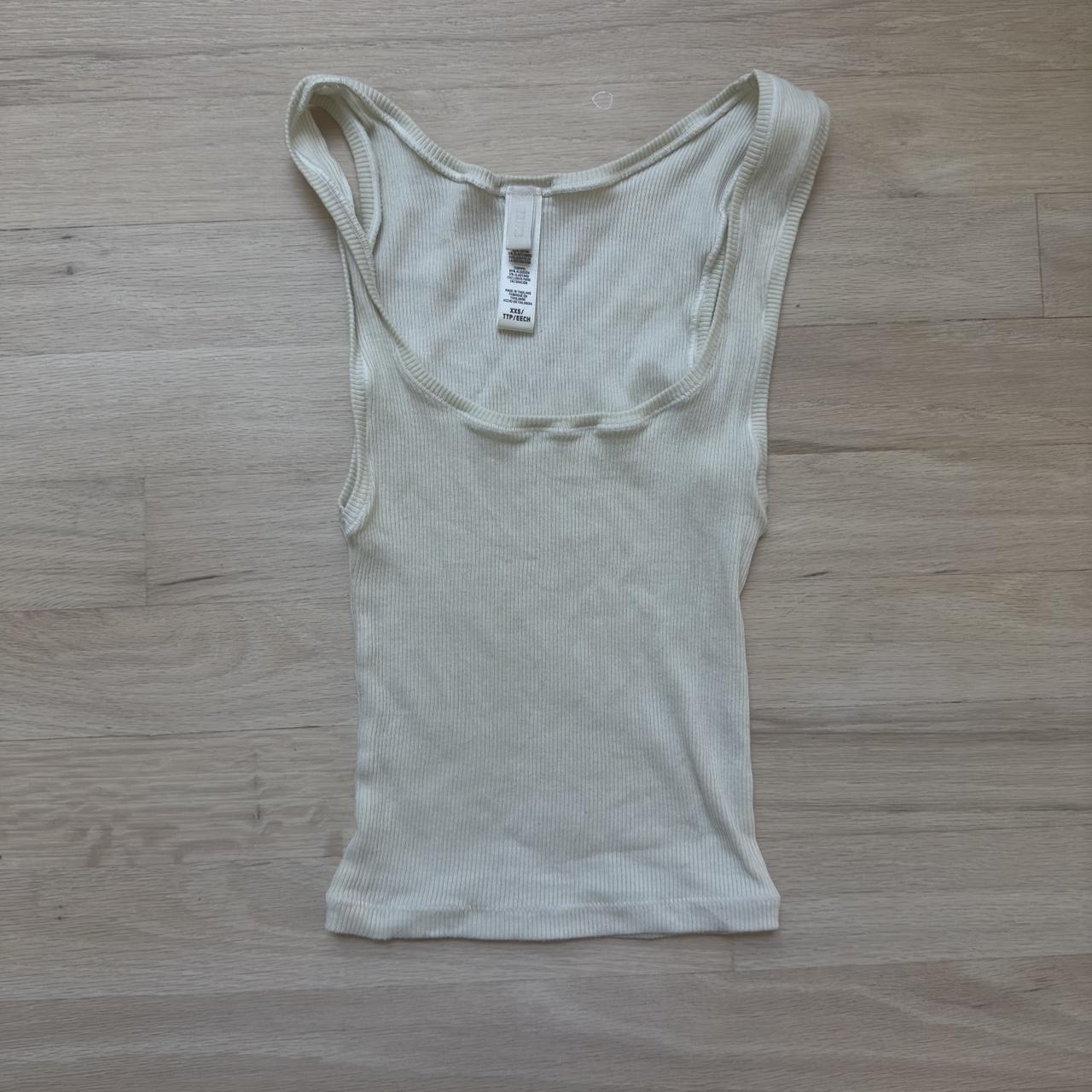 Skims Women's Cream and White Vest | Depop