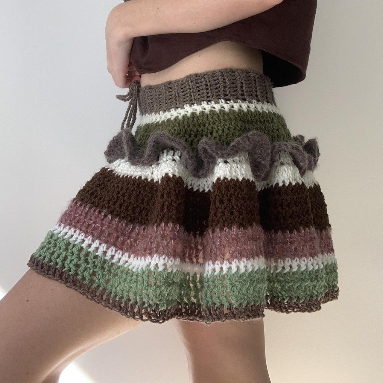 Handmade Crochet Flowy Tiered Miniskirt 🧚‍♂️ Designed Depop