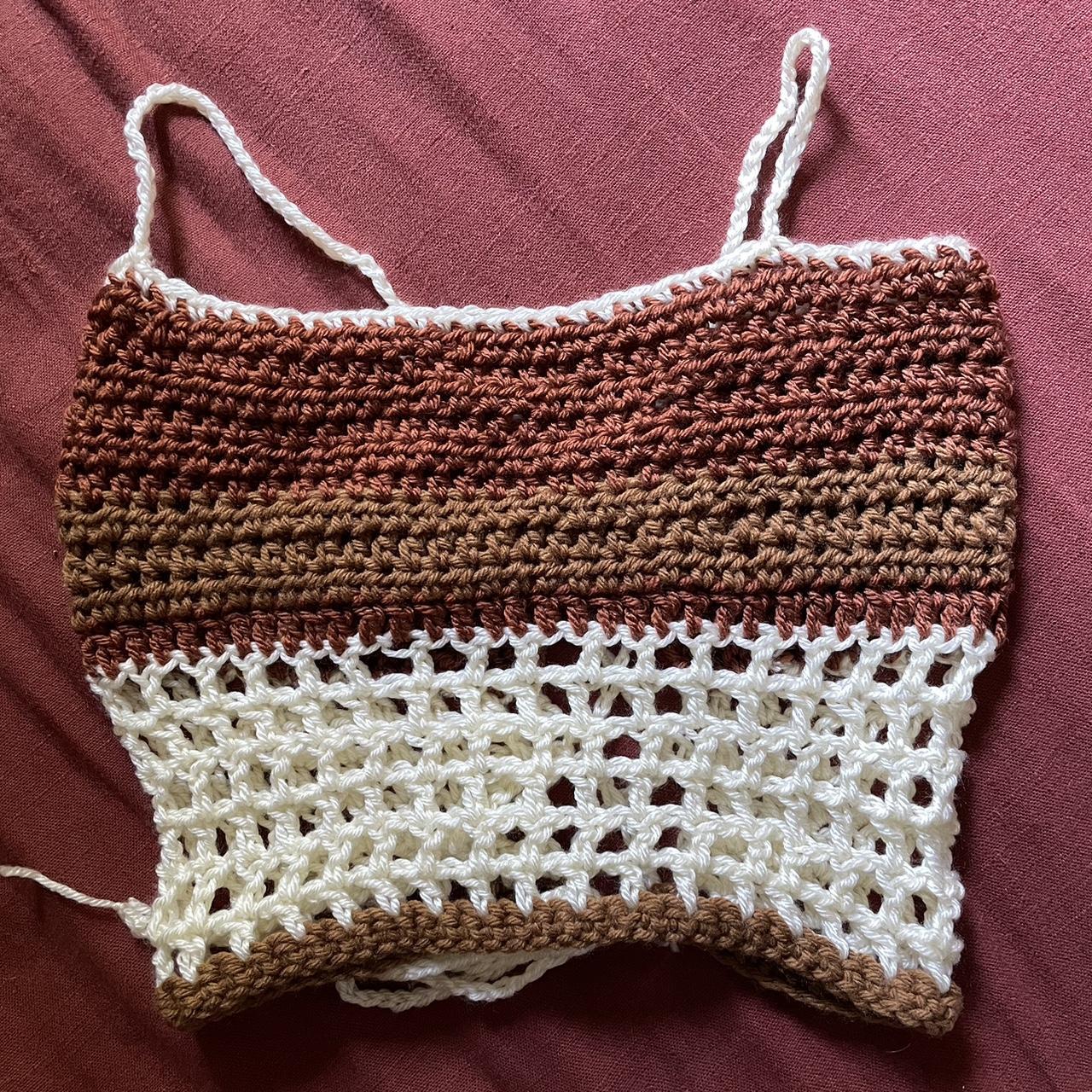 adjustable crochet top tie back makes it fit from... - Depop