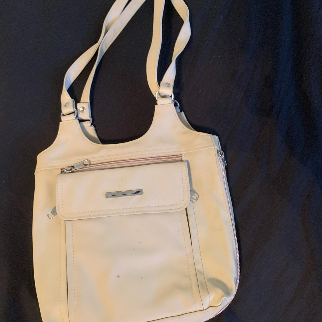 Small Cream Shoulder Bag All clasps and zippers... - Depop