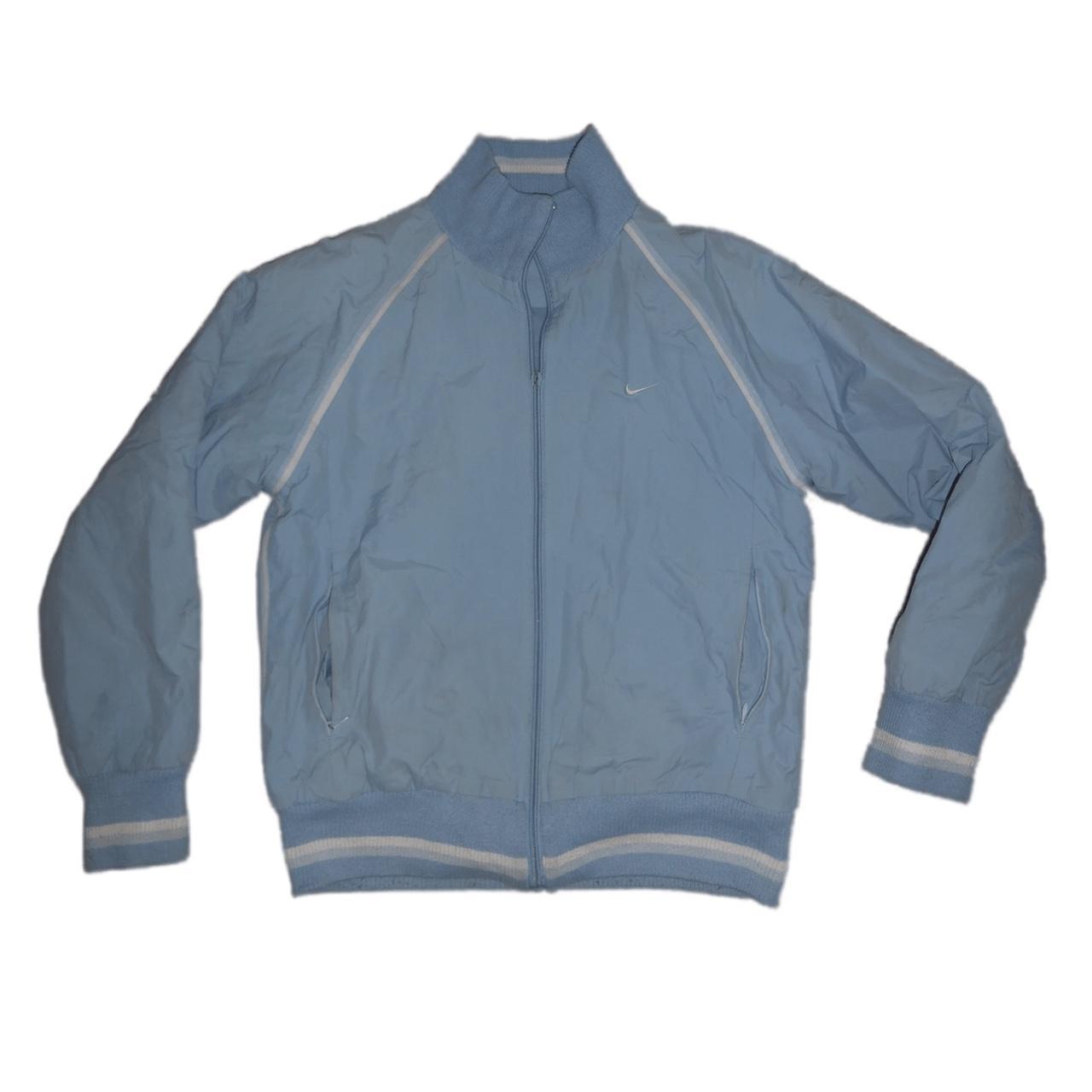 Vintage Nike baby blue track zip up bomber jacket.... - Depop