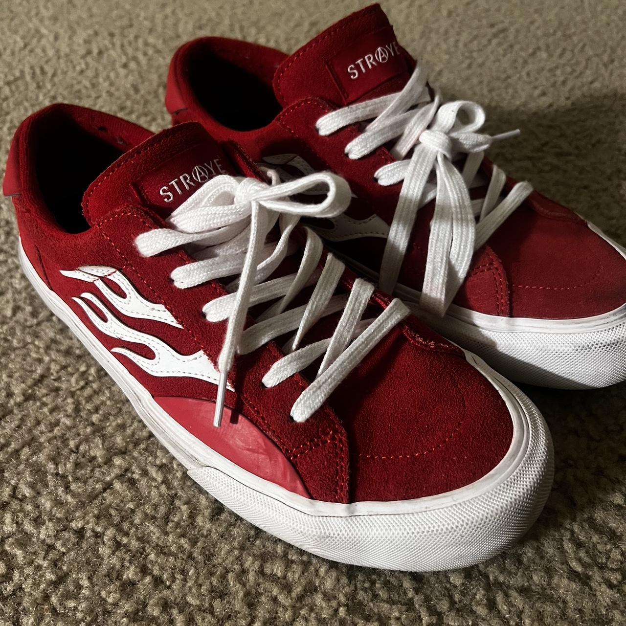 Straye low top red flame shoes, barely worn so the... - Depop