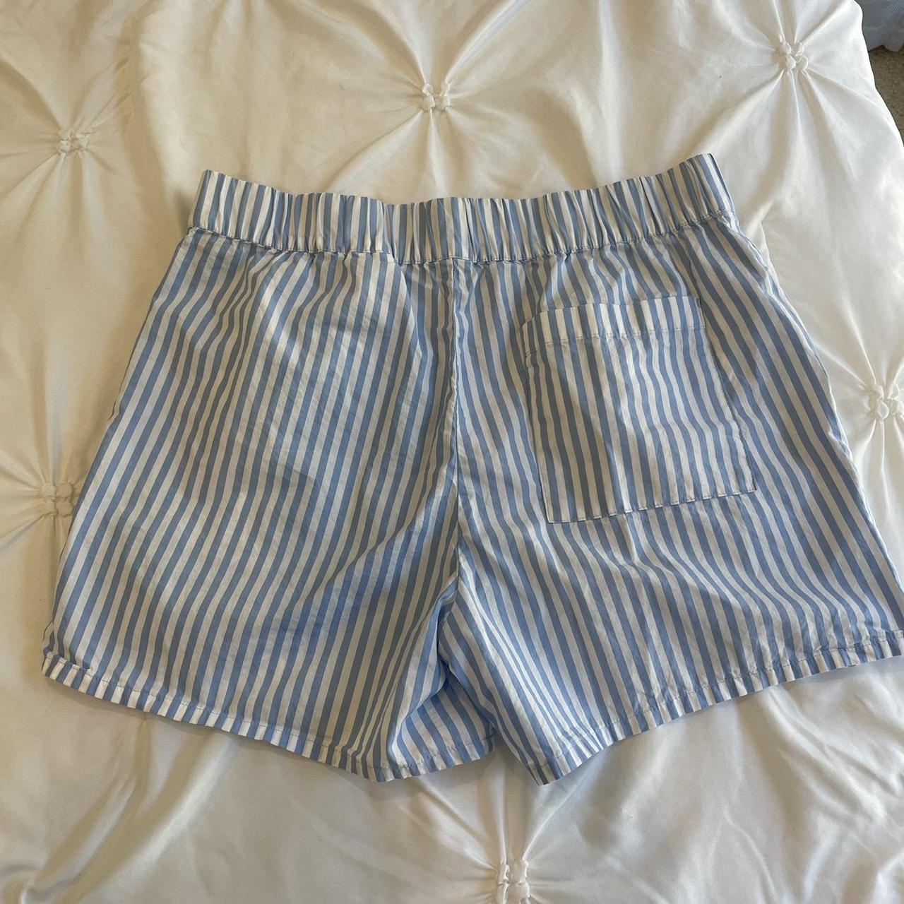 super cute shorts for summer blue and white stripped... - Depop