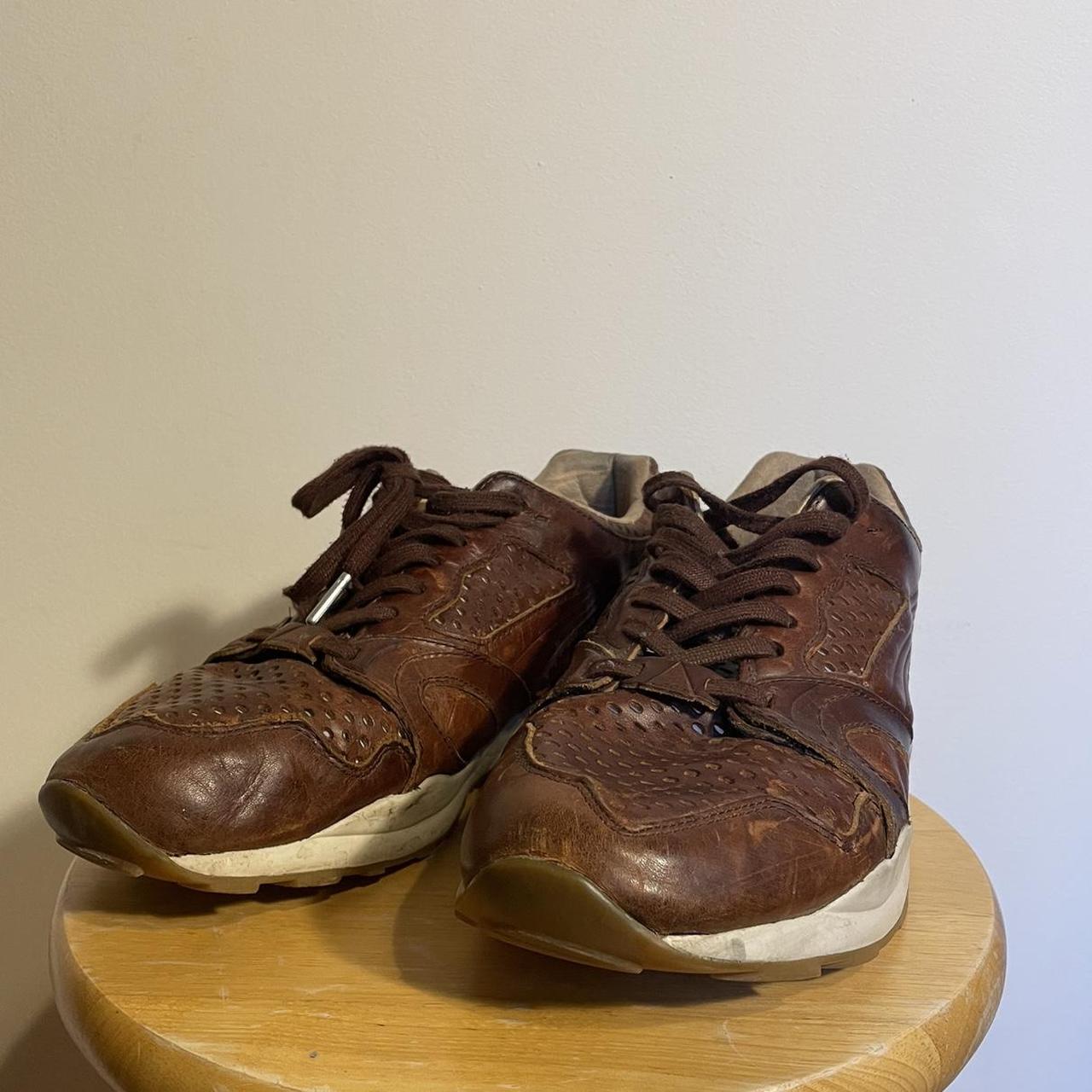 RARE Puma Brown Leather Sneakers - Depop