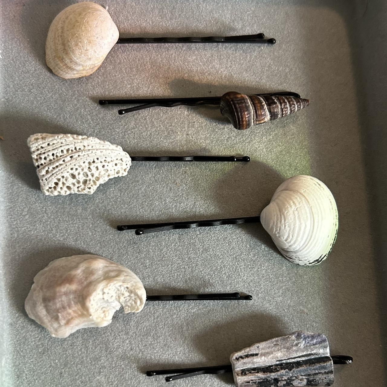 6 assorted shell bobby pin hair clips from southern... - Depop