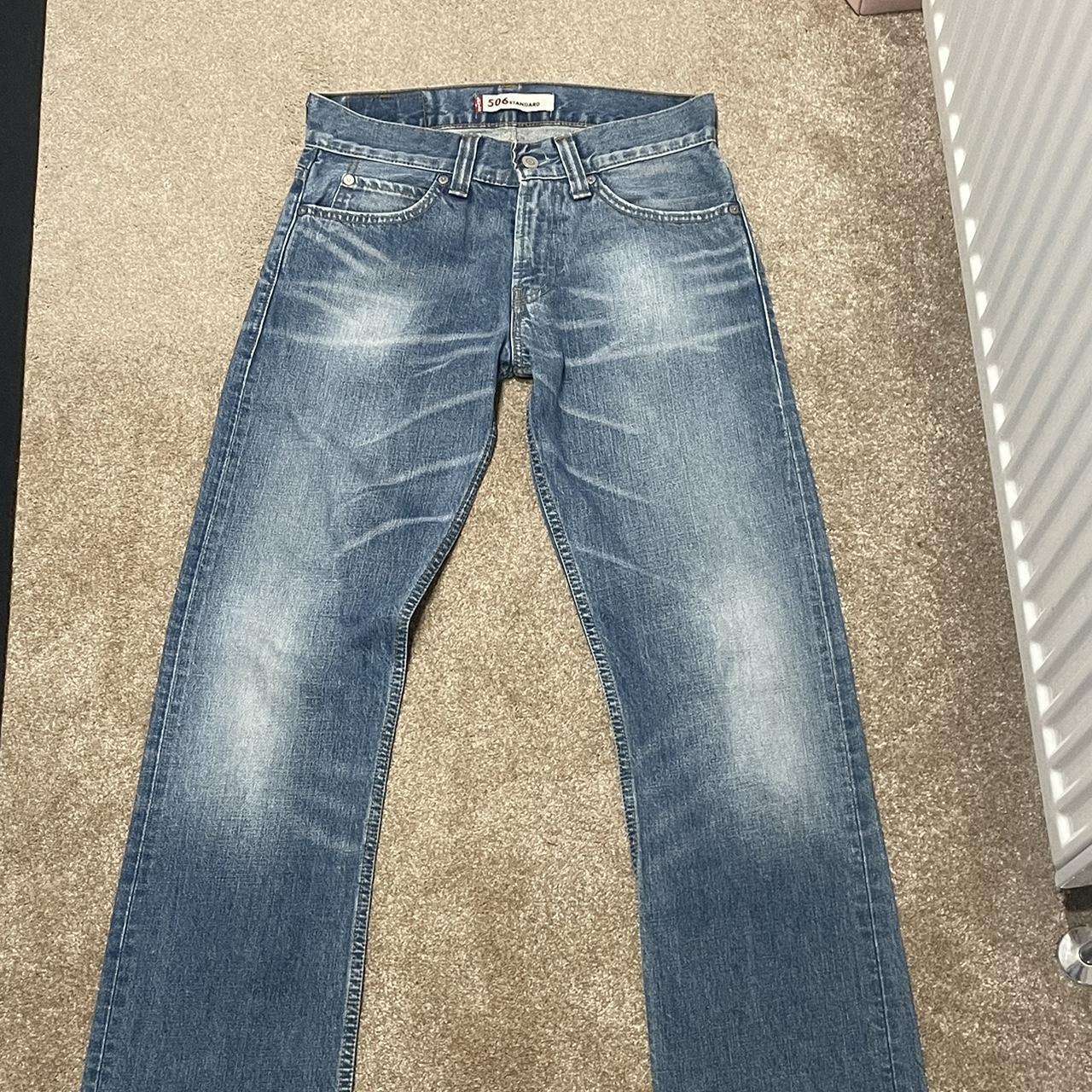 levis 506 standard straight leg denim blue jeans... - Depop