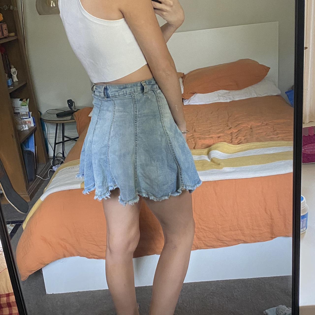 Princess polly denim pleated mini skirt. Waistline... - Depop