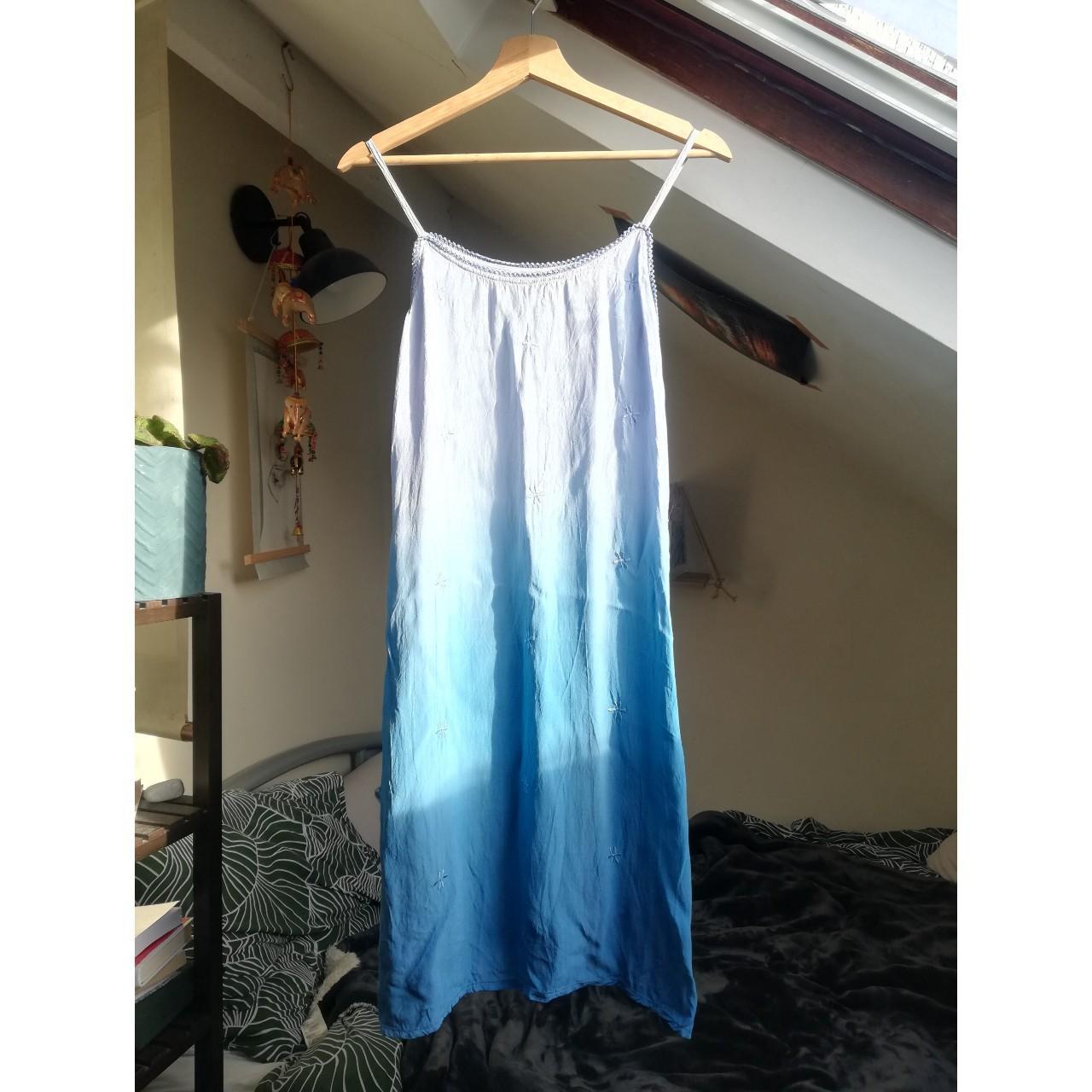 Stunning flowy sky blue gradient dyed embroidered... - Depop