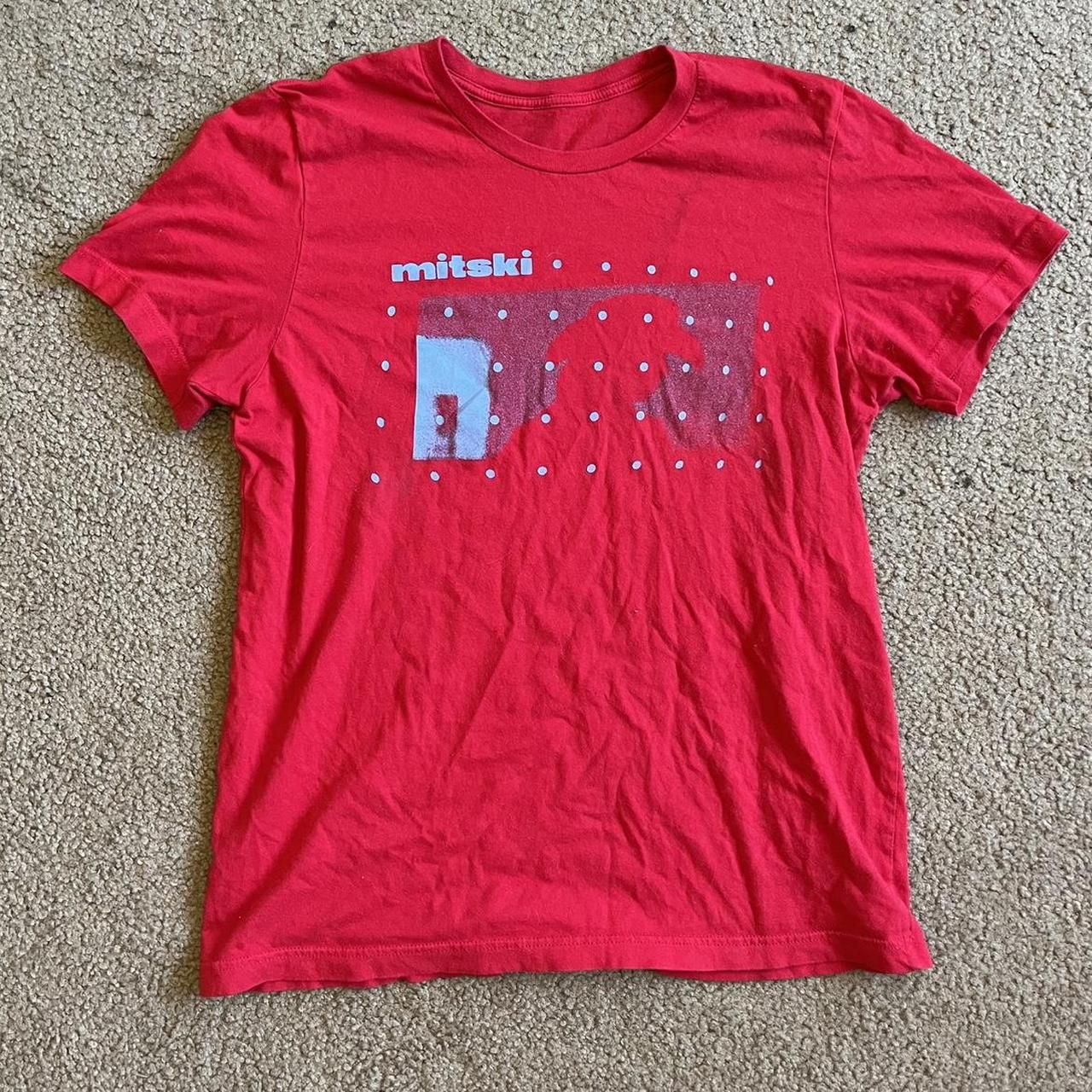 Mitski merch shirt. Red with blue graphic. Accurate... | Depop