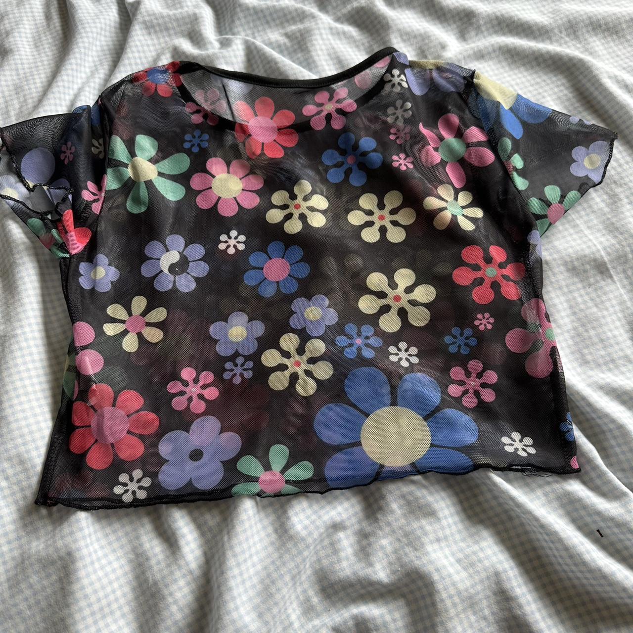 Sheer Funky Floral Top Feel free to insta... - Depop