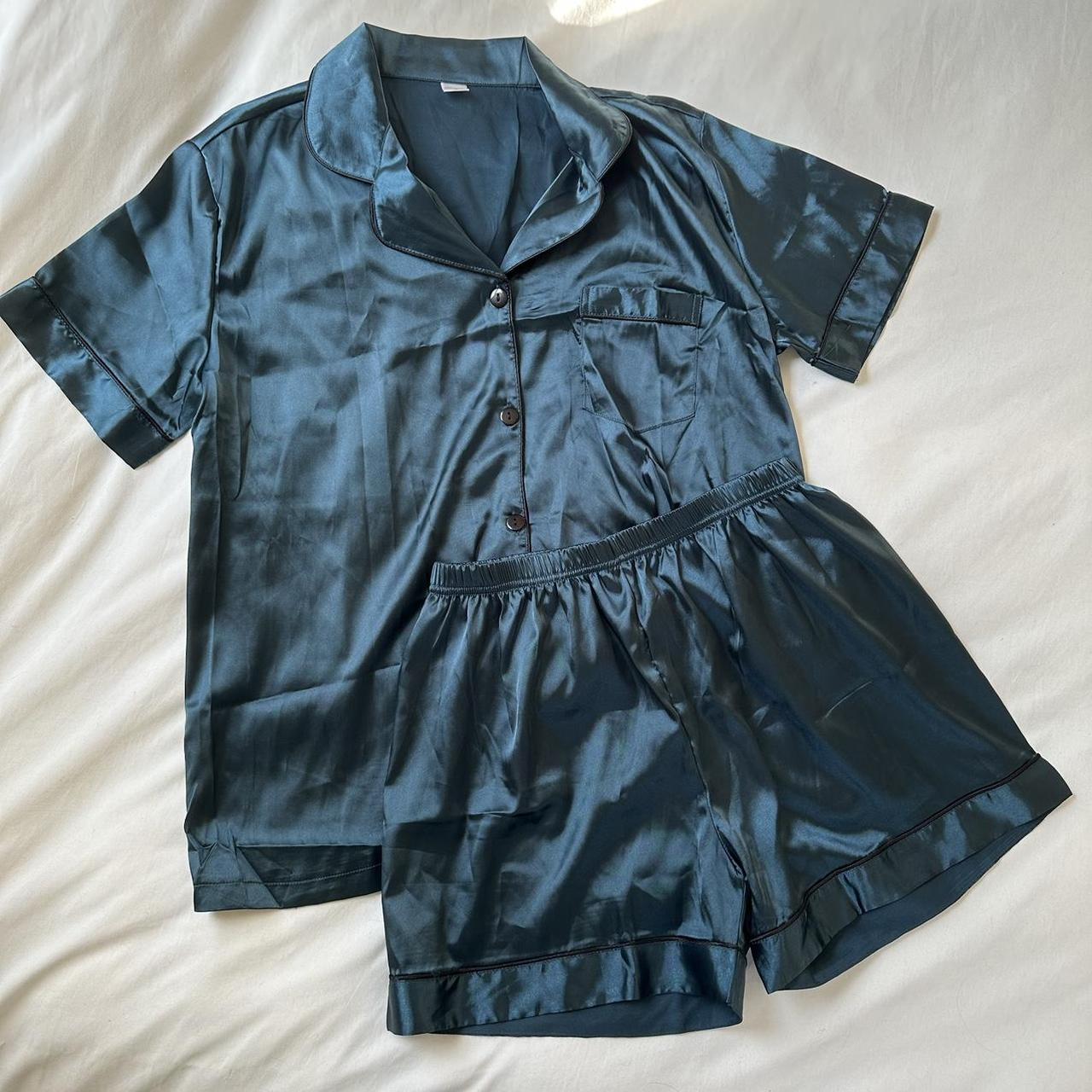 Emerald Green Satin PJ Set cozy and soft satin feel... - Depop