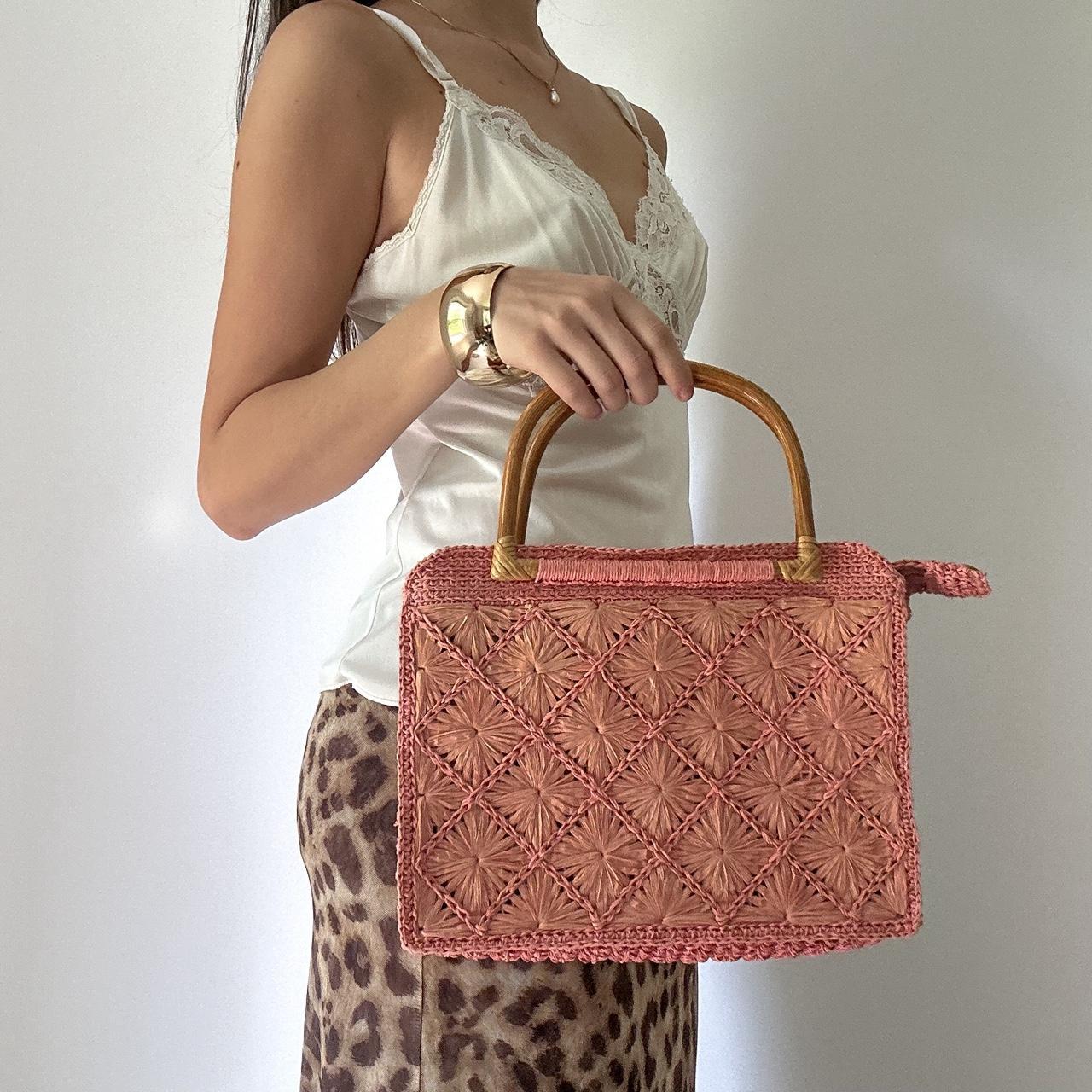 00s Pink Straw Bag Pretty pink y2k straw and... | Depop