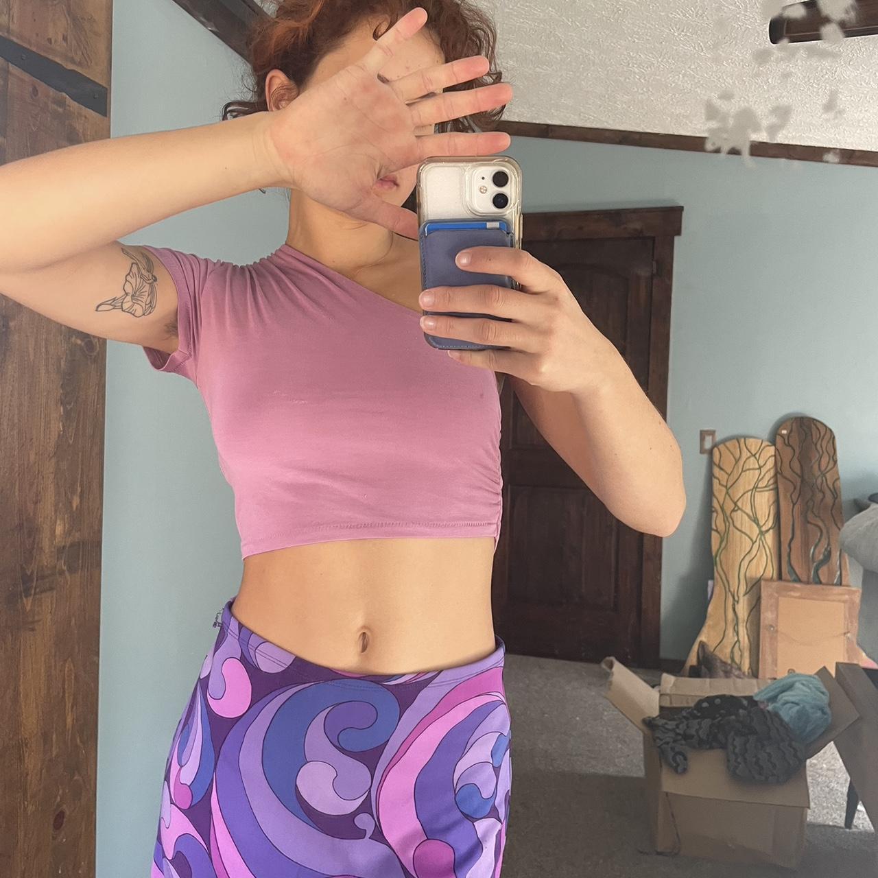 Super cute off the shoulder, purple pink urban... - Depop