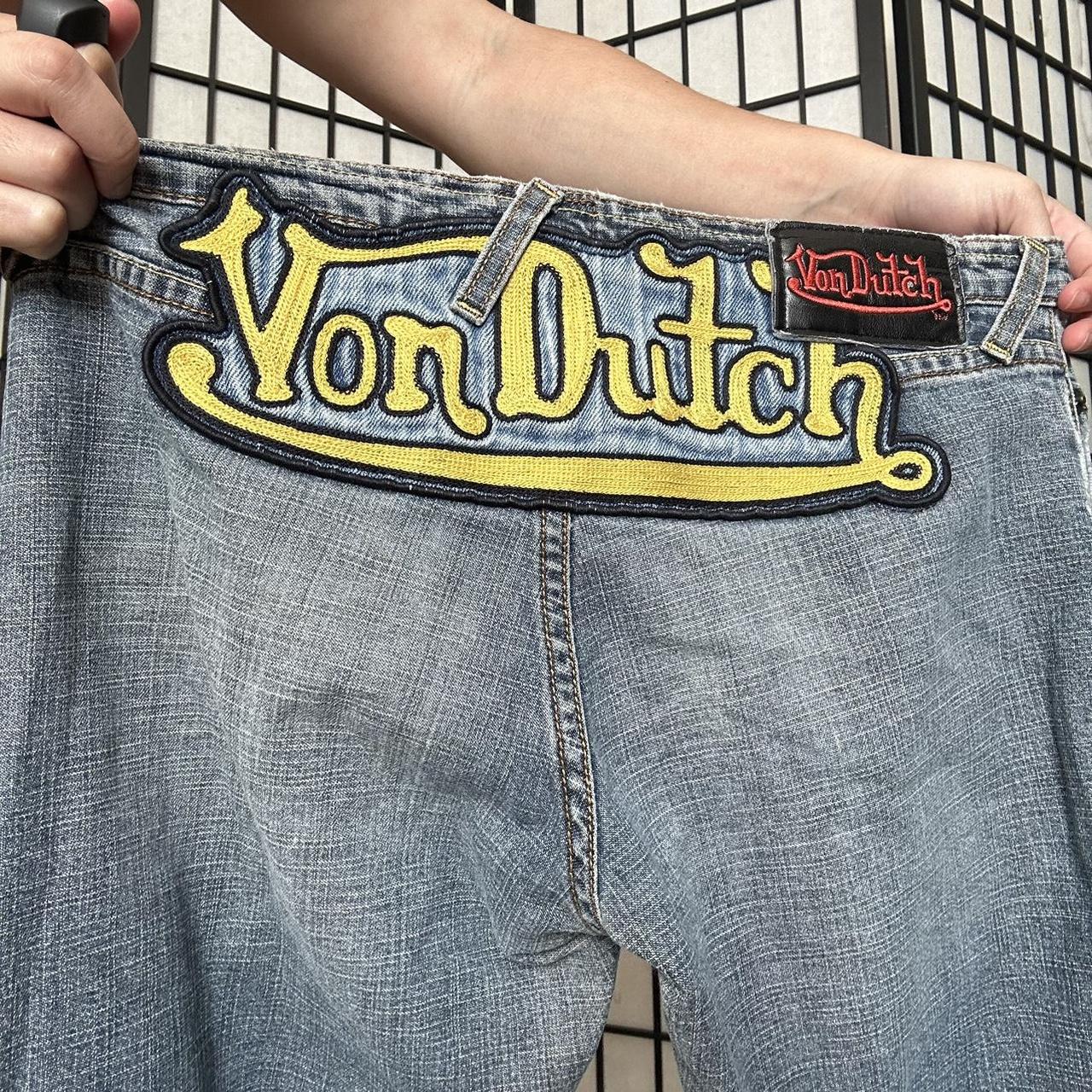 Von Dutch yellow original 2000s medium wash bootcut... - Depop
