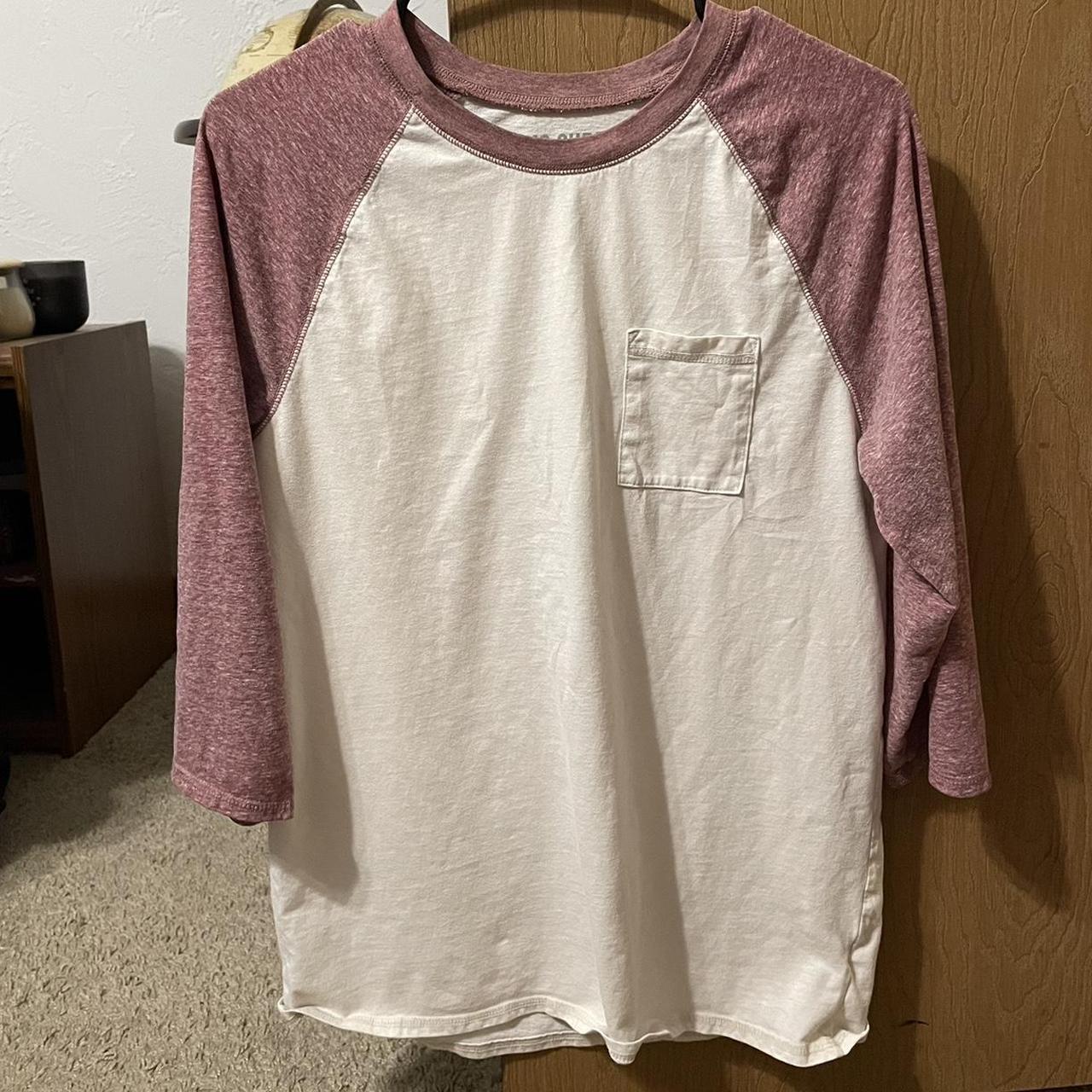 Men’s medium maroon and white baseball tee. #mens... - Depop