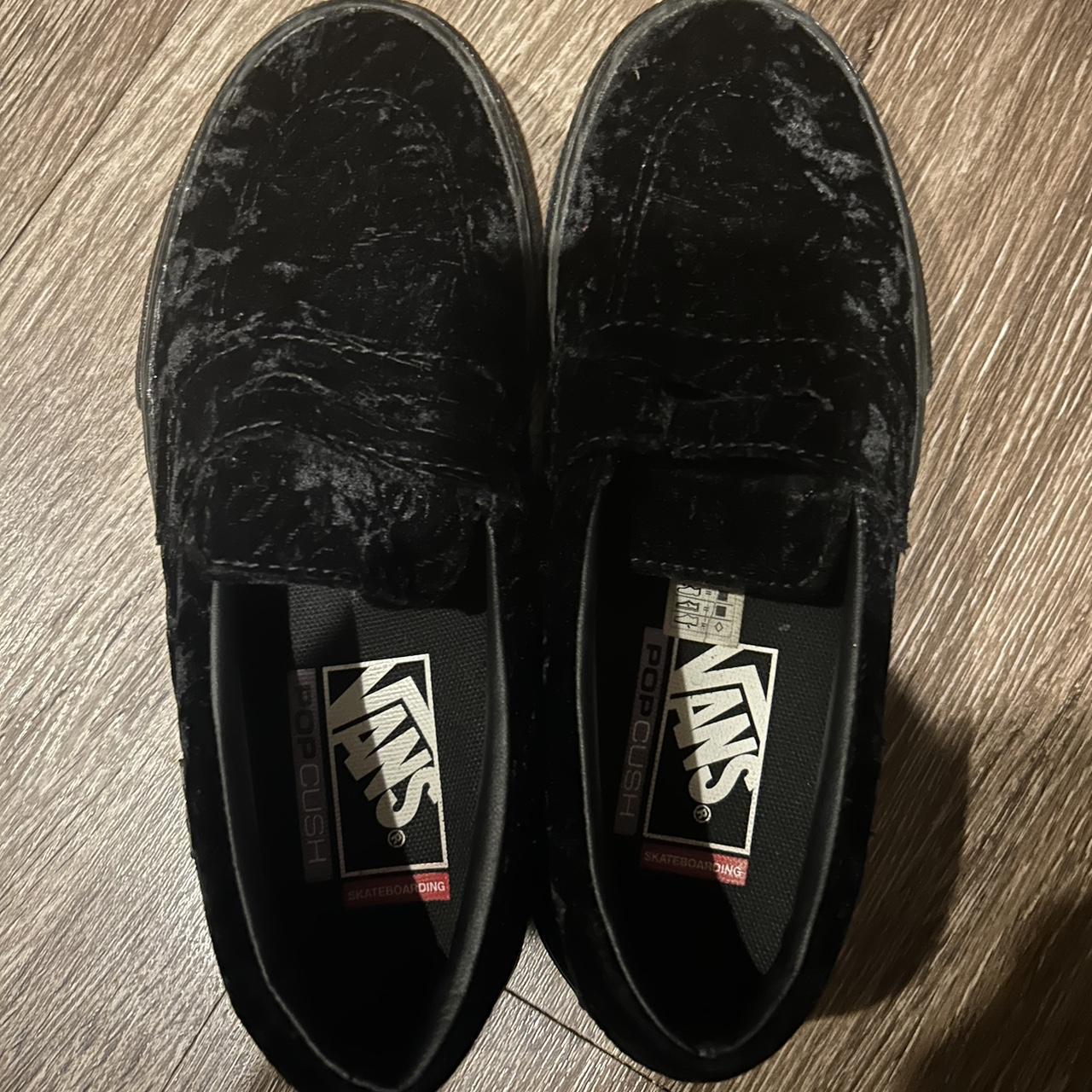 Vans Skate Style 53 velvet black slip-on shoes worn... - Depop