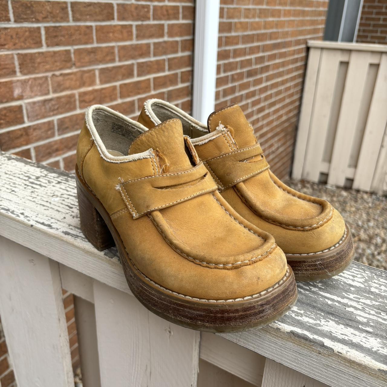 Vintage Candies Platform Clogs Tan leather clogs - Depop