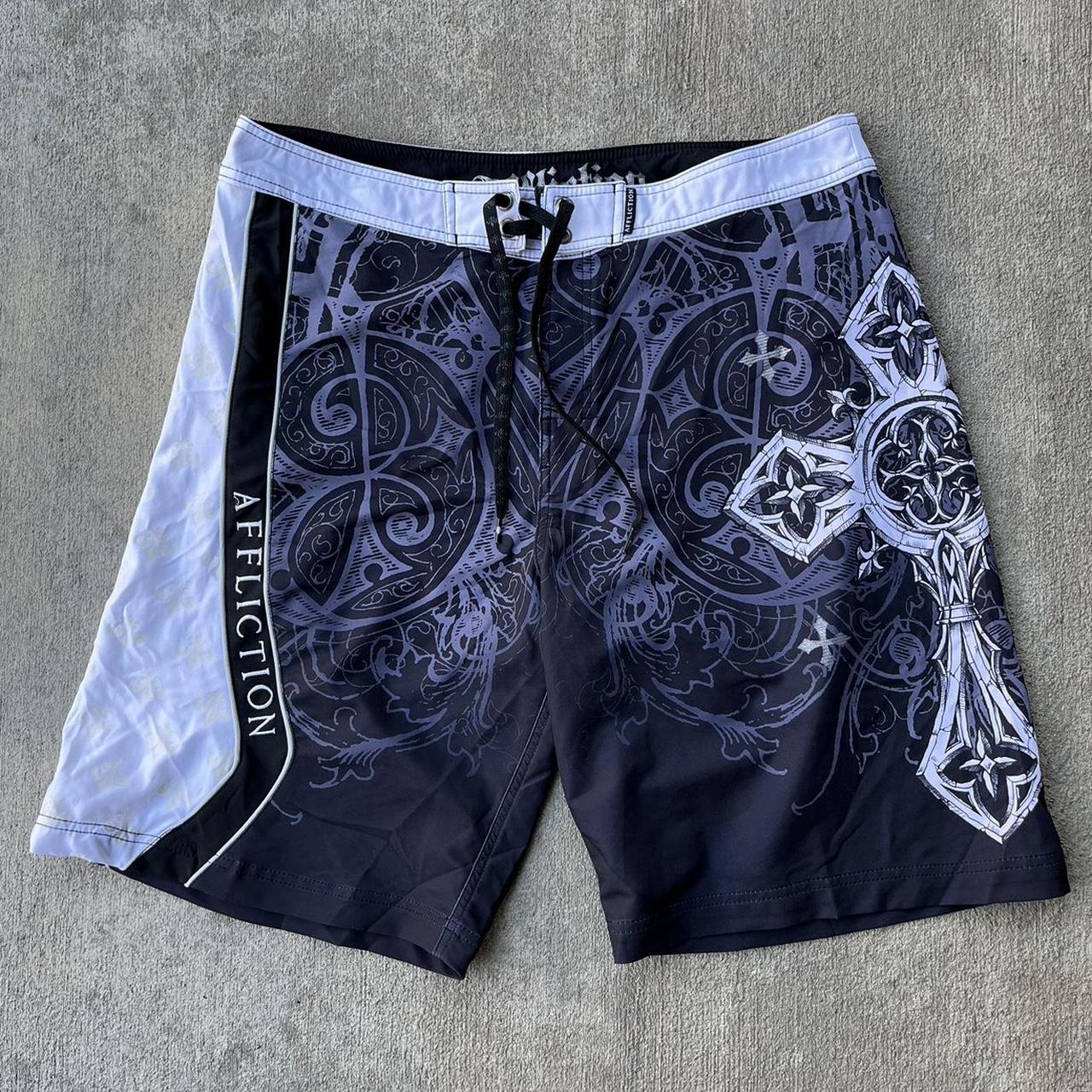 Y2K swimming trunks by AFFLICTION Waist size... - Depop