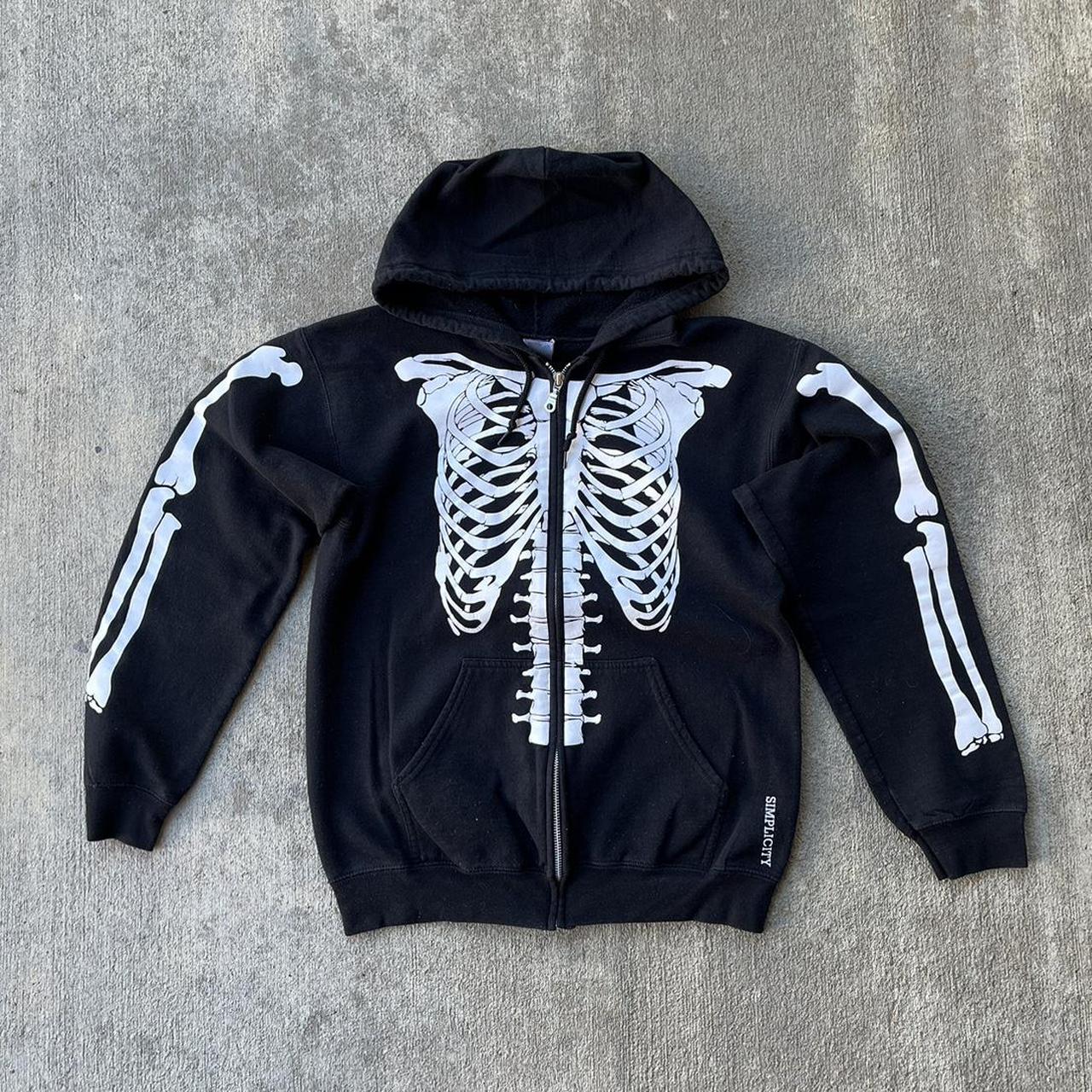 Y2K zip up rib cage hoodie #punk #grunge #skater... - Depop