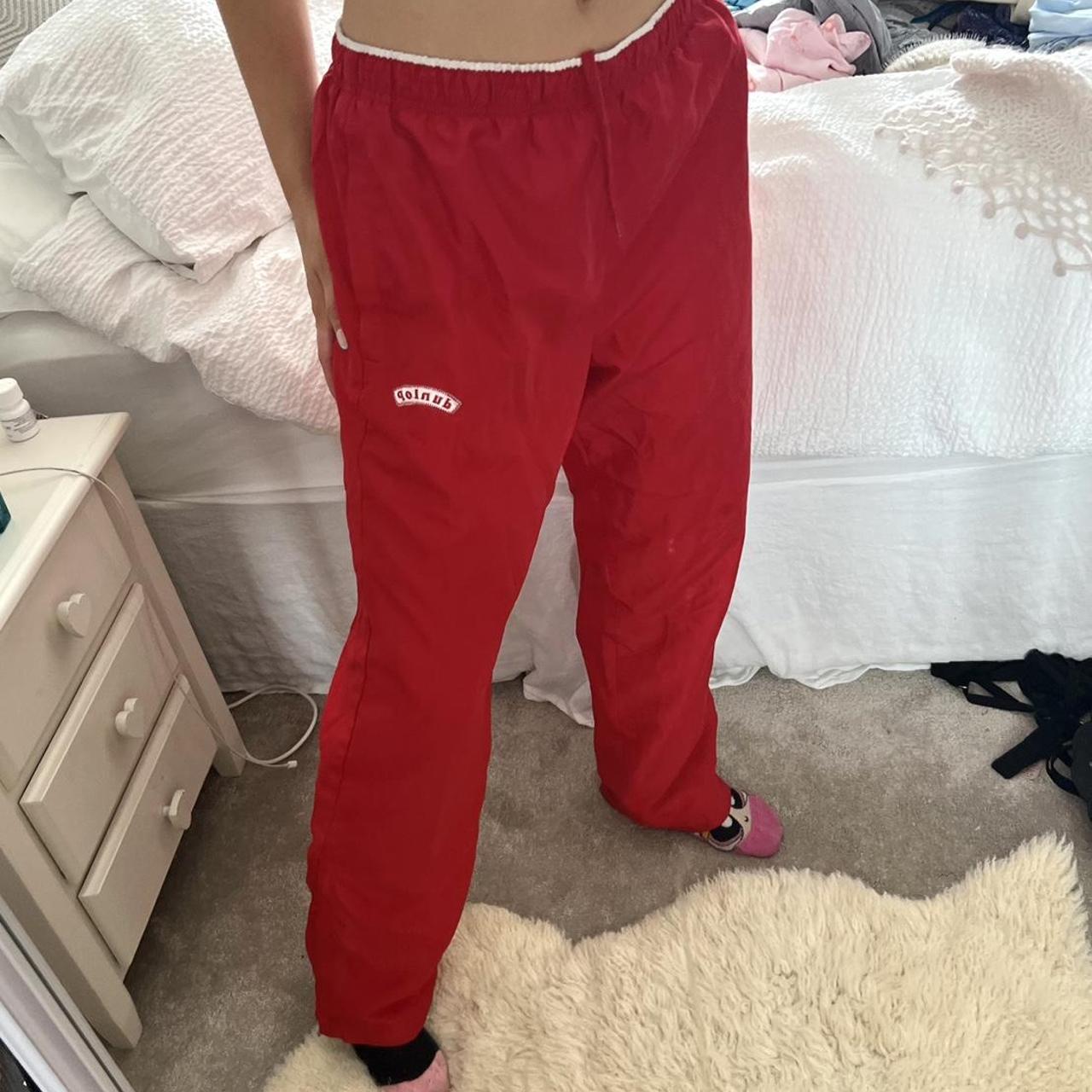 Vintage red wide leg trackies. Dunlop brand. Super... - Depop
