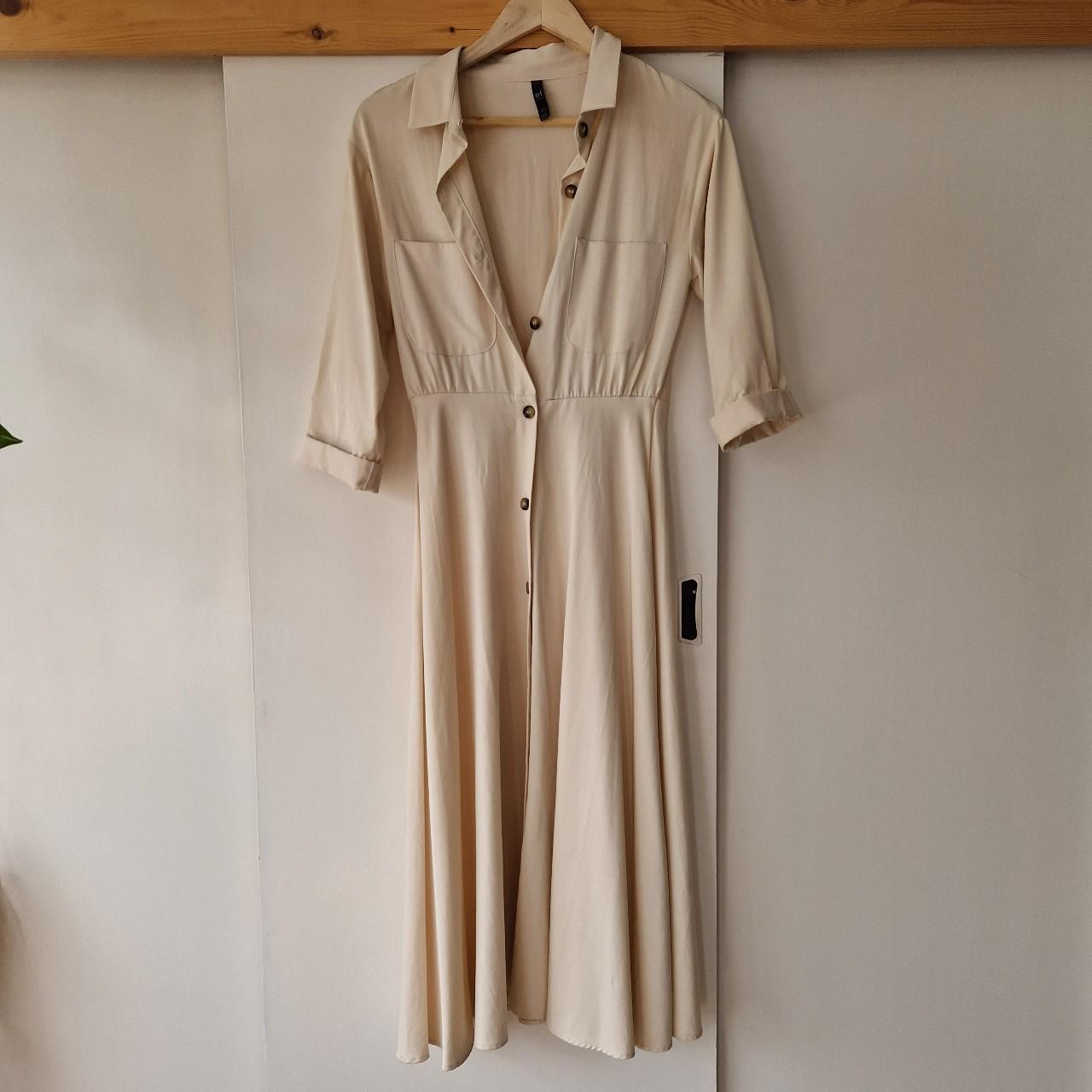 Gorgeous midi beige Zara dress. Size XS/8. Perfect... - Depop
