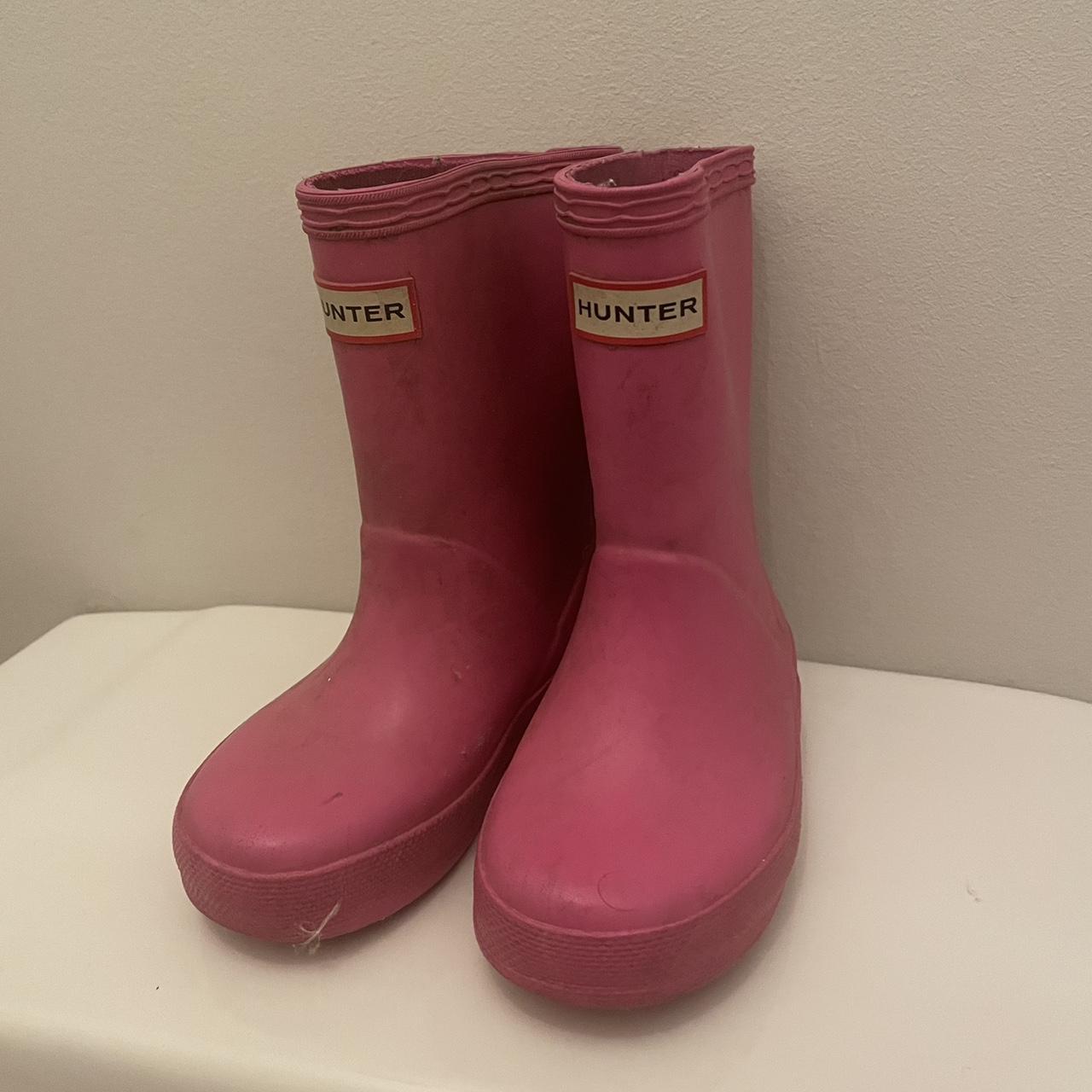 Girls pink hunter wellies (6) #hunterwellies... - Depop