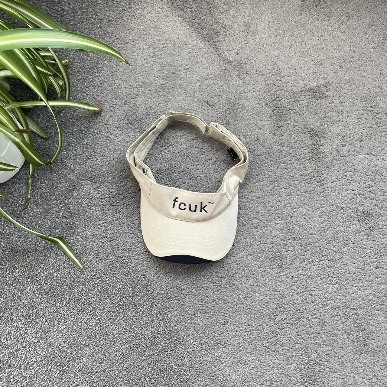 French Connection Women's Tan and Navy Hat | Depop