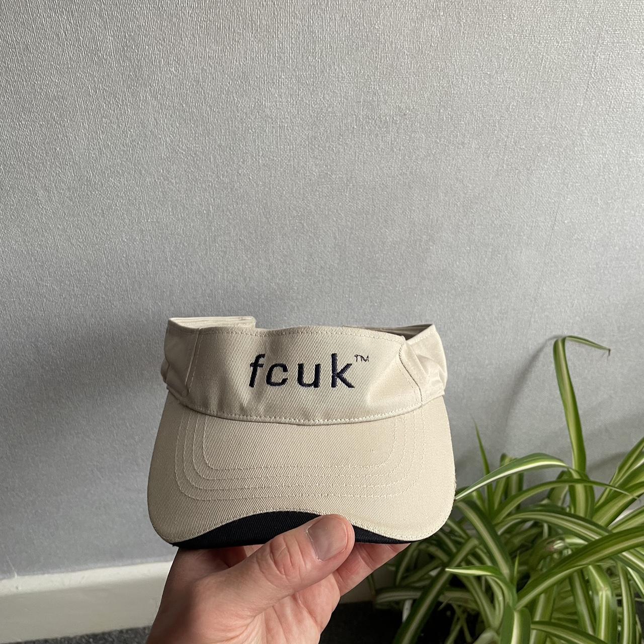 French Connection Women's Tan and Navy Hat | Depop