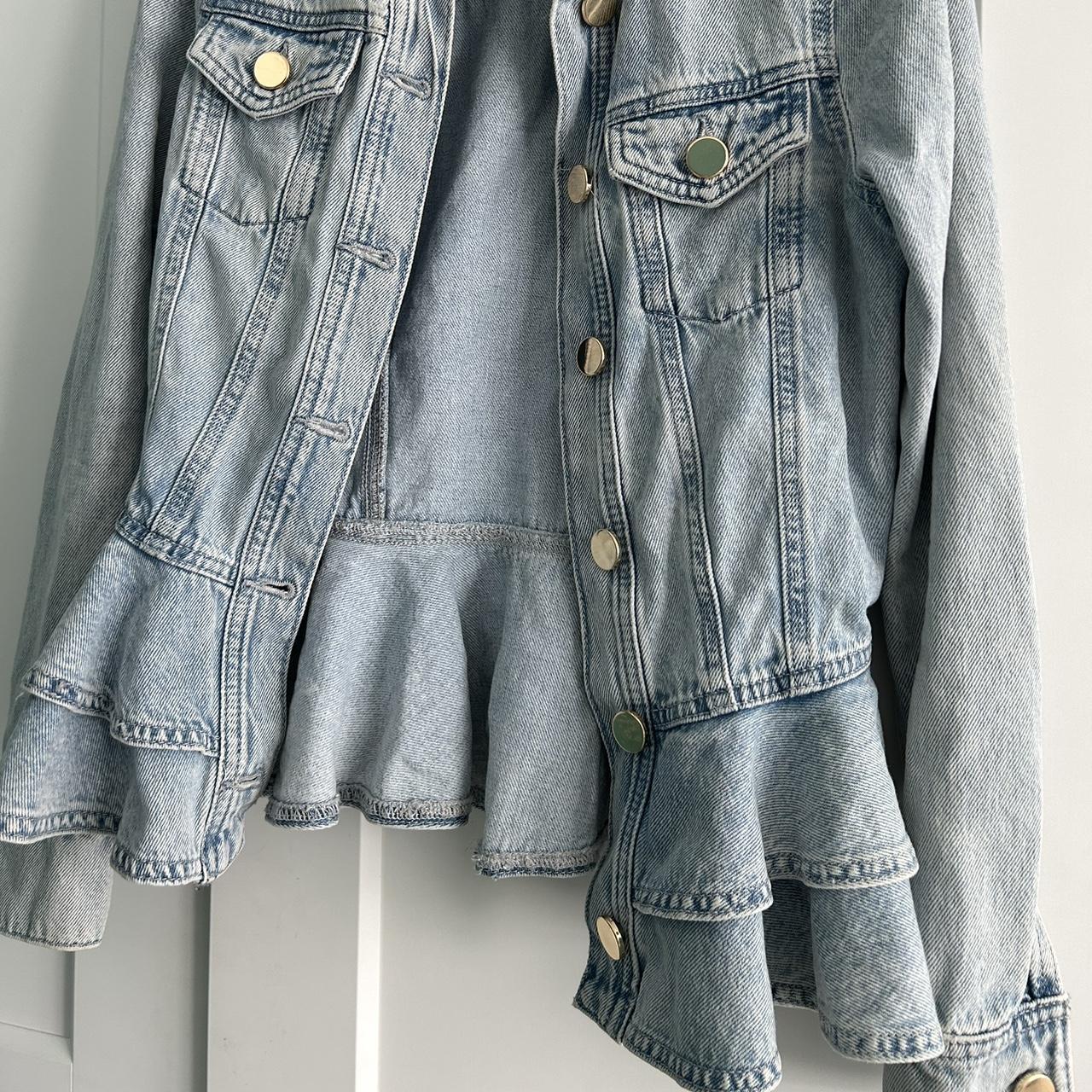 Women’s frill denim jacket Size XS Great condition - Depop